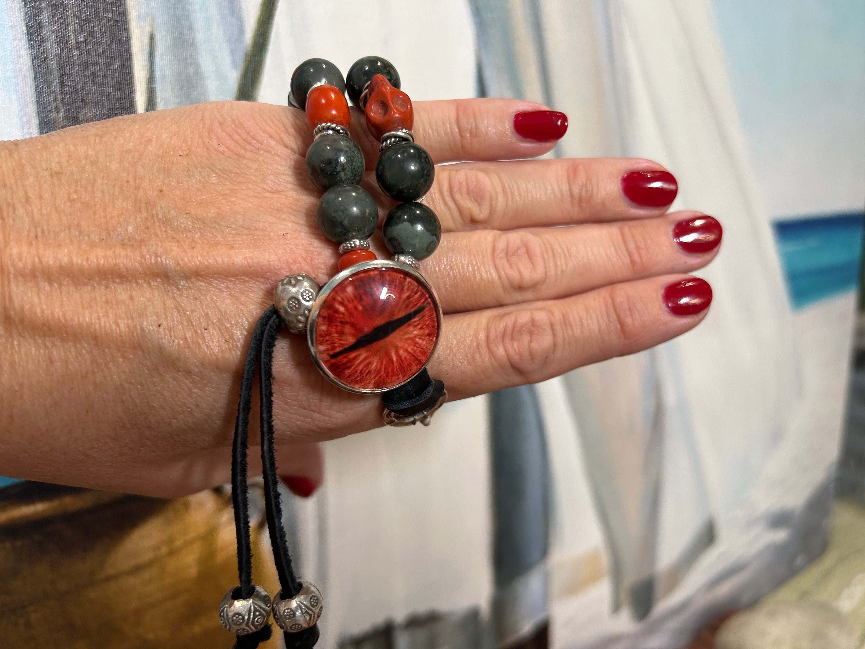 Boho Bloodstone Red Dragon Button Bracelet With Anne Choi Bead Beware ...
