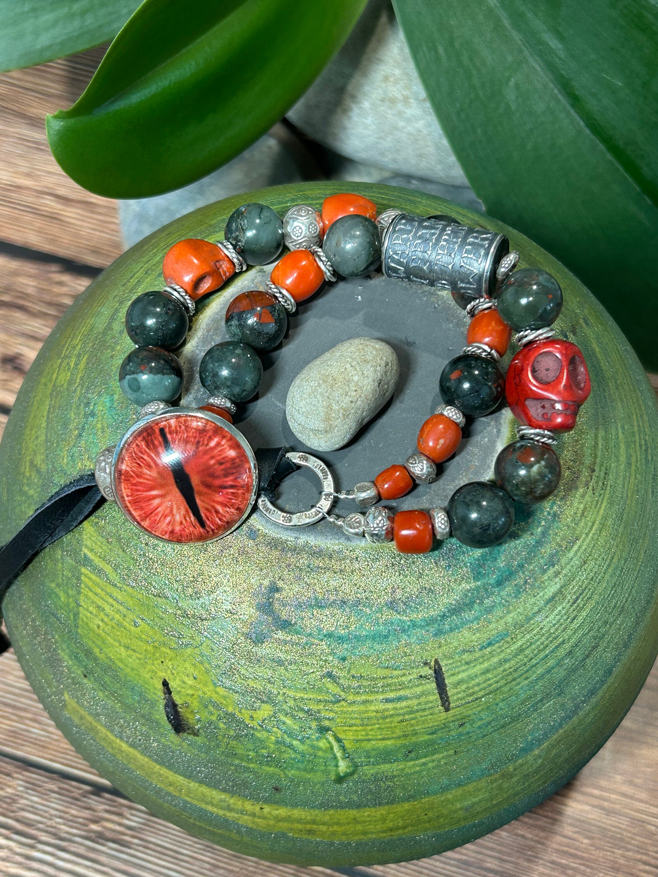 Boho Bloodstone Red Dragon Button Bracelet With Anne Choi Bead Beware ...