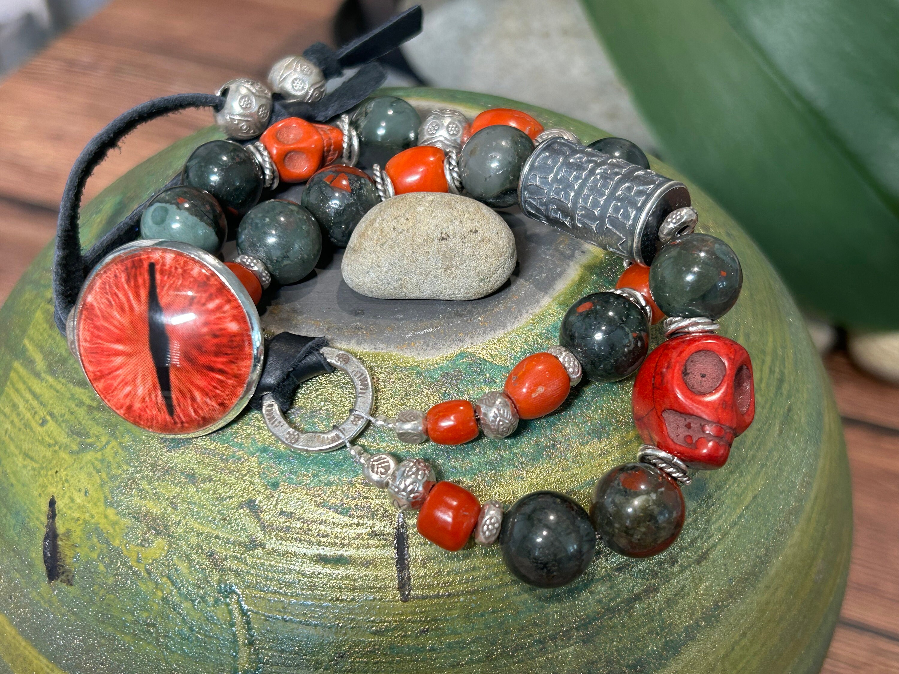 Boho Bloodstone Red Dragon Button Bracelet With Anne Choi Bead Beware ...