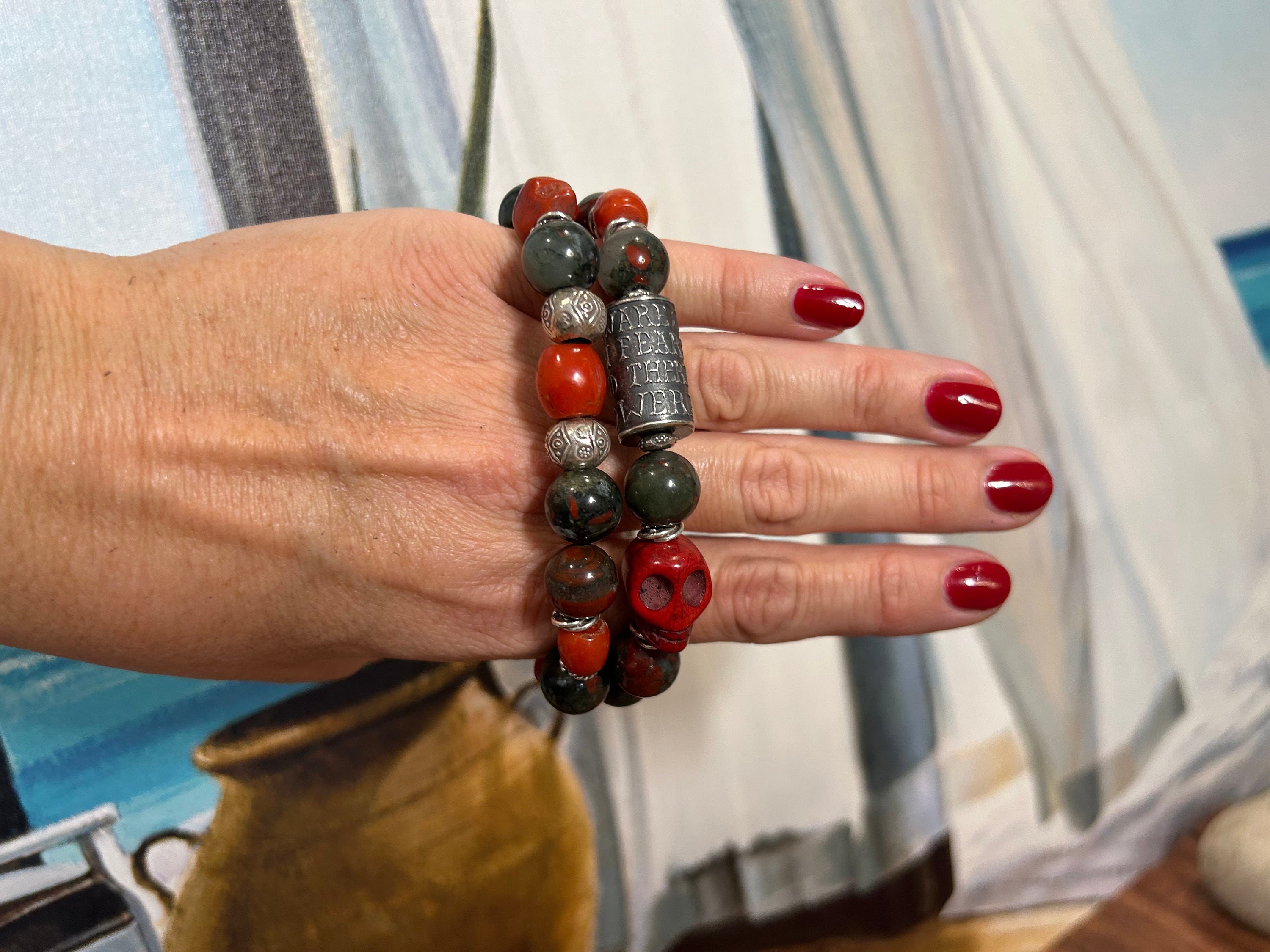 Boho Bloodstone Red Dragon Button Bracelet With Anne Choi Bead Beware ...