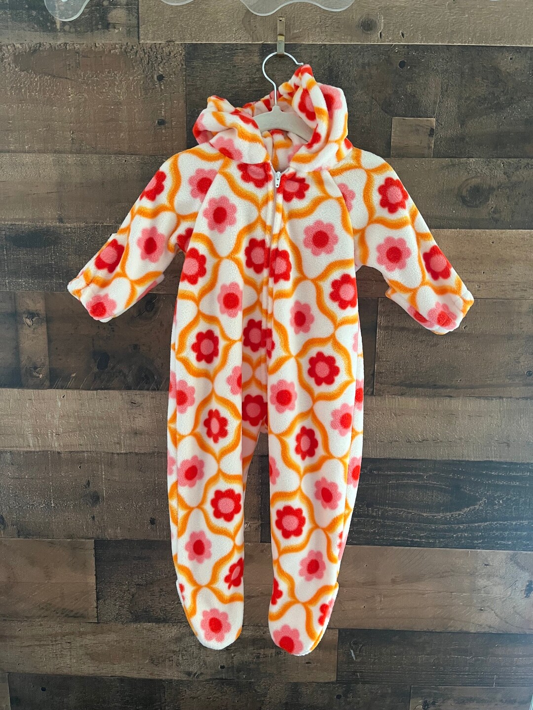 Flower Power Fleece Baby Bunting/toddler/ Little Kid Jumpsuit/fleece ...