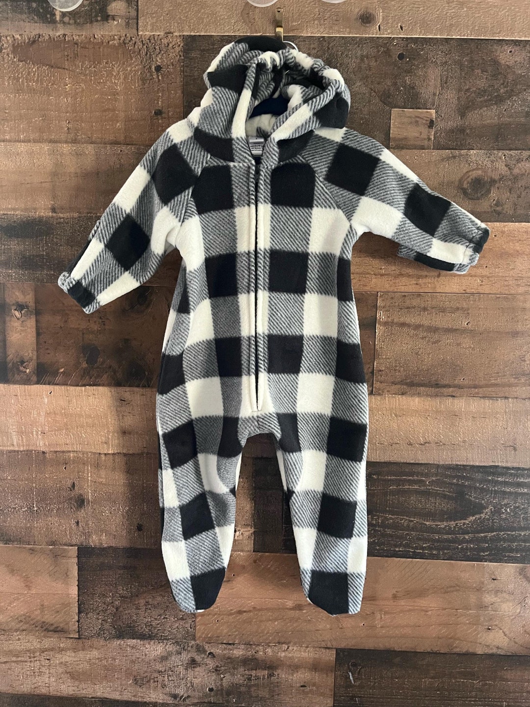 Buffalo Check Fleece Baby Bunting: Soft Plush Jumpsuit Coverall - Etsy
