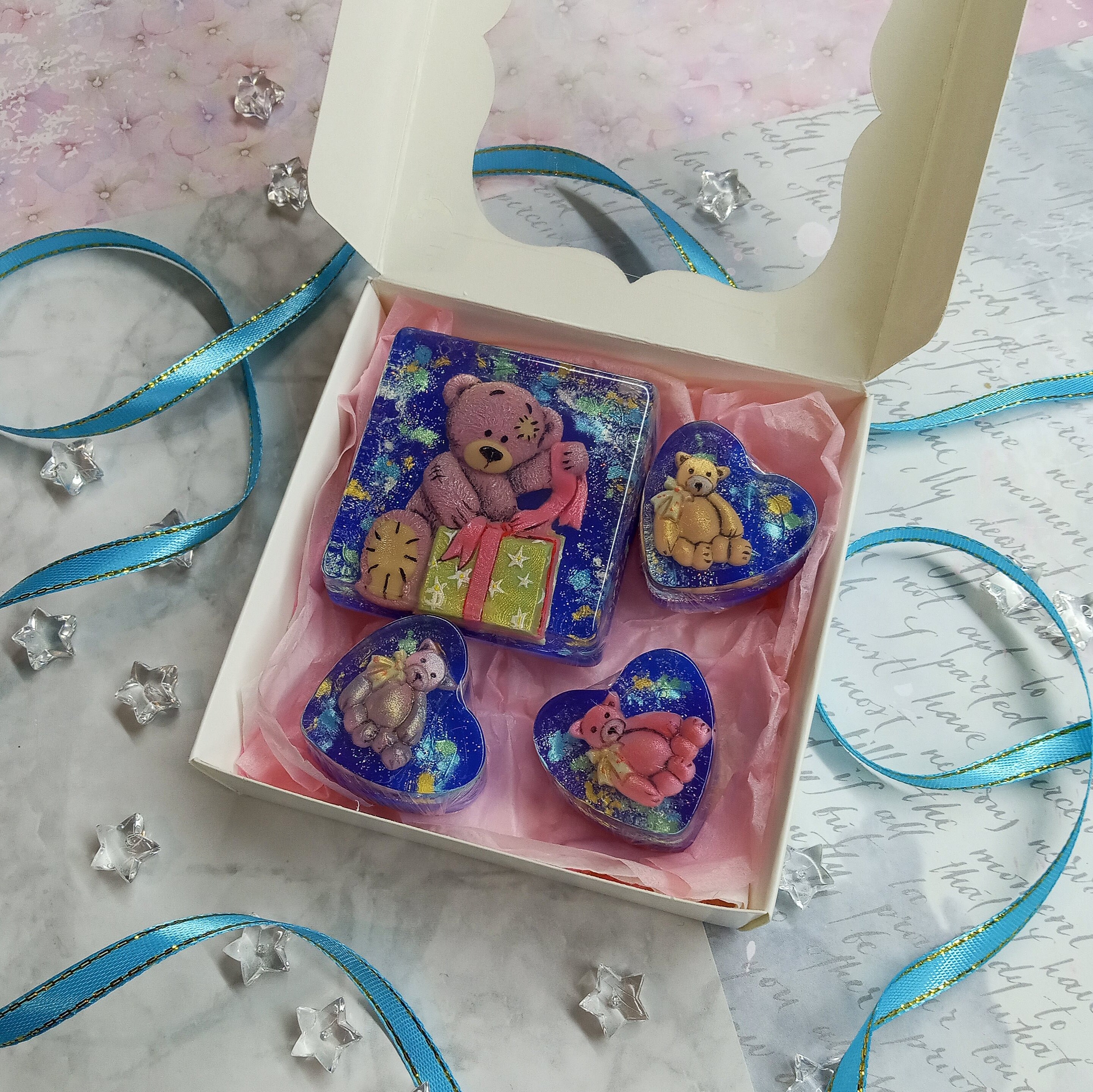 Set of Teddy Bear Soaps, 3D Teddy Bear Soap, Handmade Soap, Natural ...