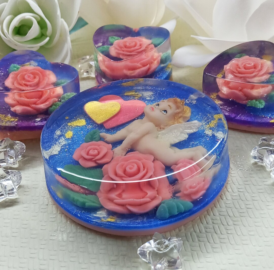 Valentines Soap Set, 3D Angel on Blue Soap, Handmade Soap, Natural Soap ...