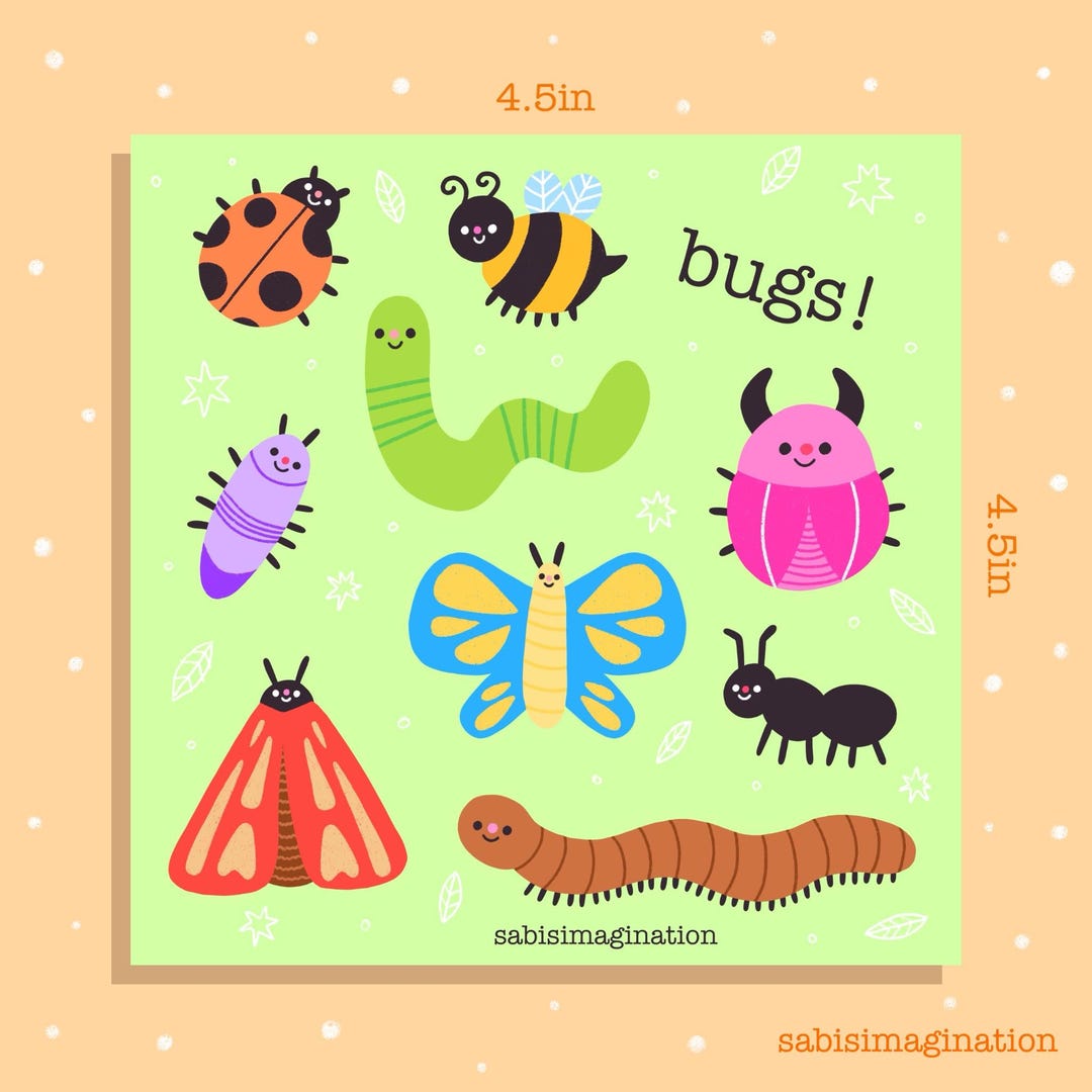 Bugs Sticker Sheet - Etsy