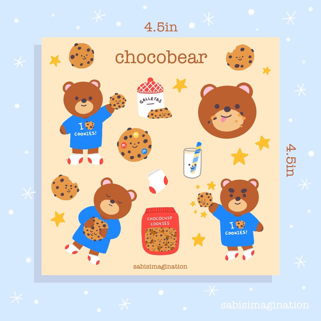 Choco Bear Sticker Sheet - Etsy