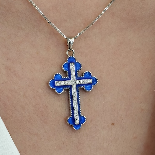 Blue Enamel Cross - Etsy