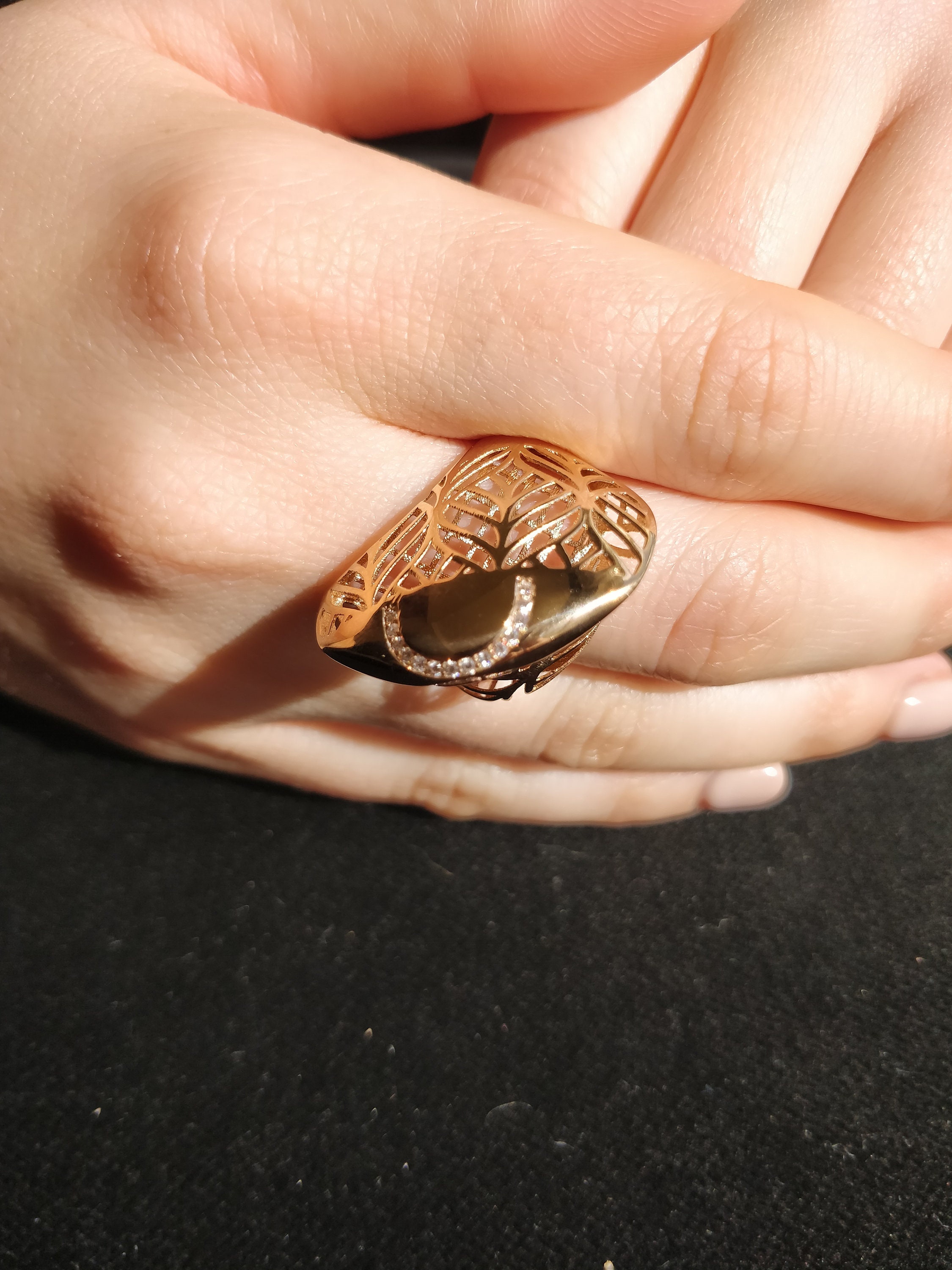 Gold Statement Ring, Diamond Ring, Large Abstract Gold Ring, Modern ...