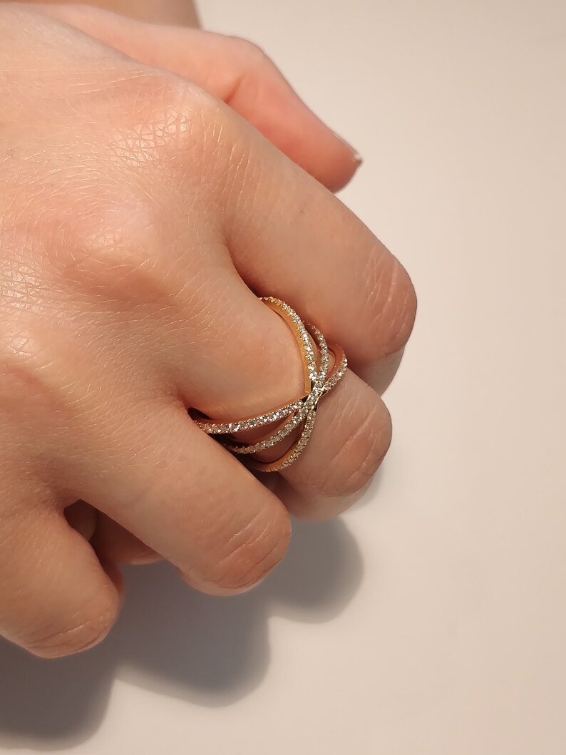 Diamond Band Criss Cross X Ring Anniversary Bands Infinity Rings Art ...