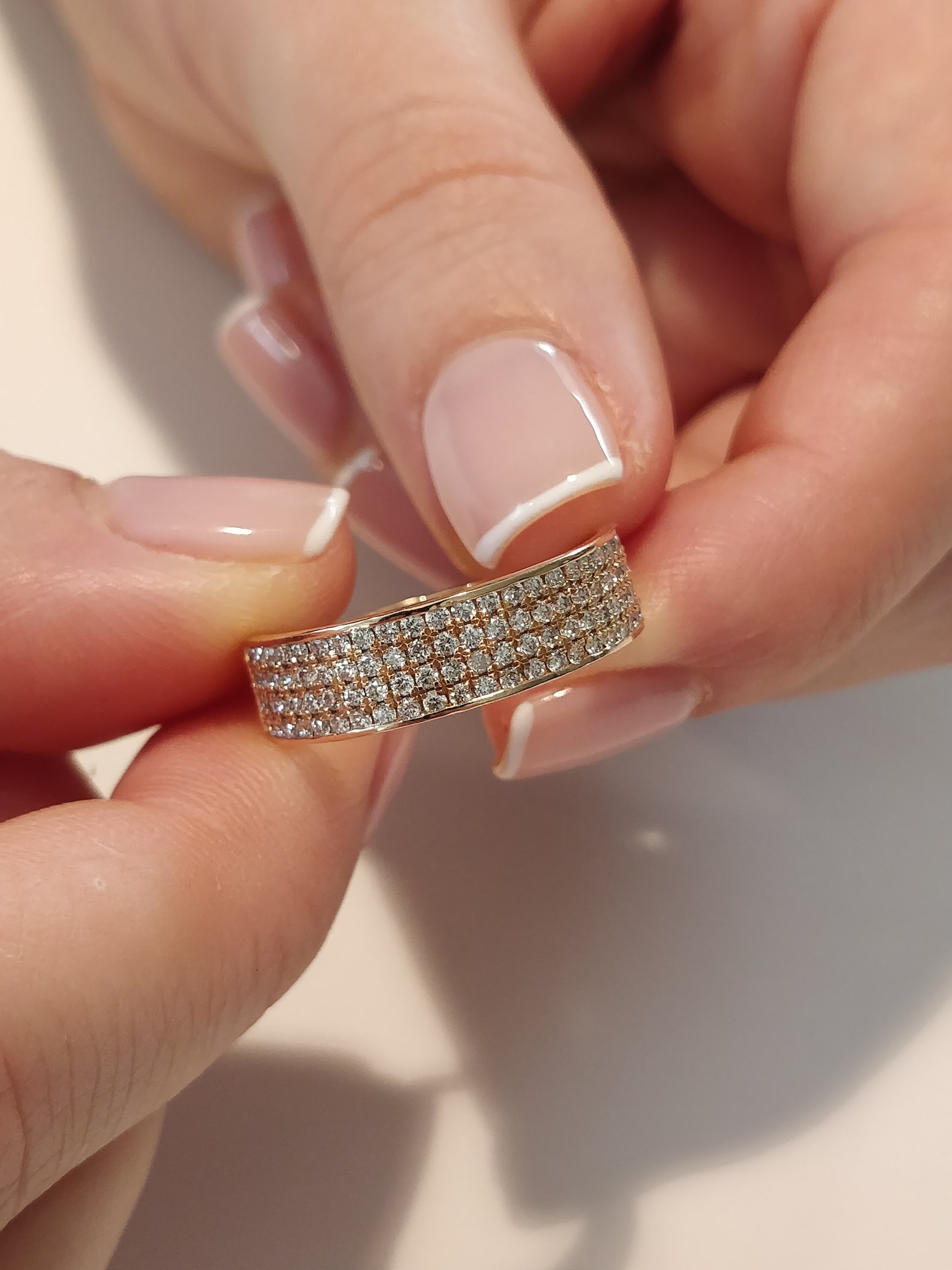 Wide Wedding Band, Diamond Ring, Women Ring, Stacked Gold Wedding Ring ...