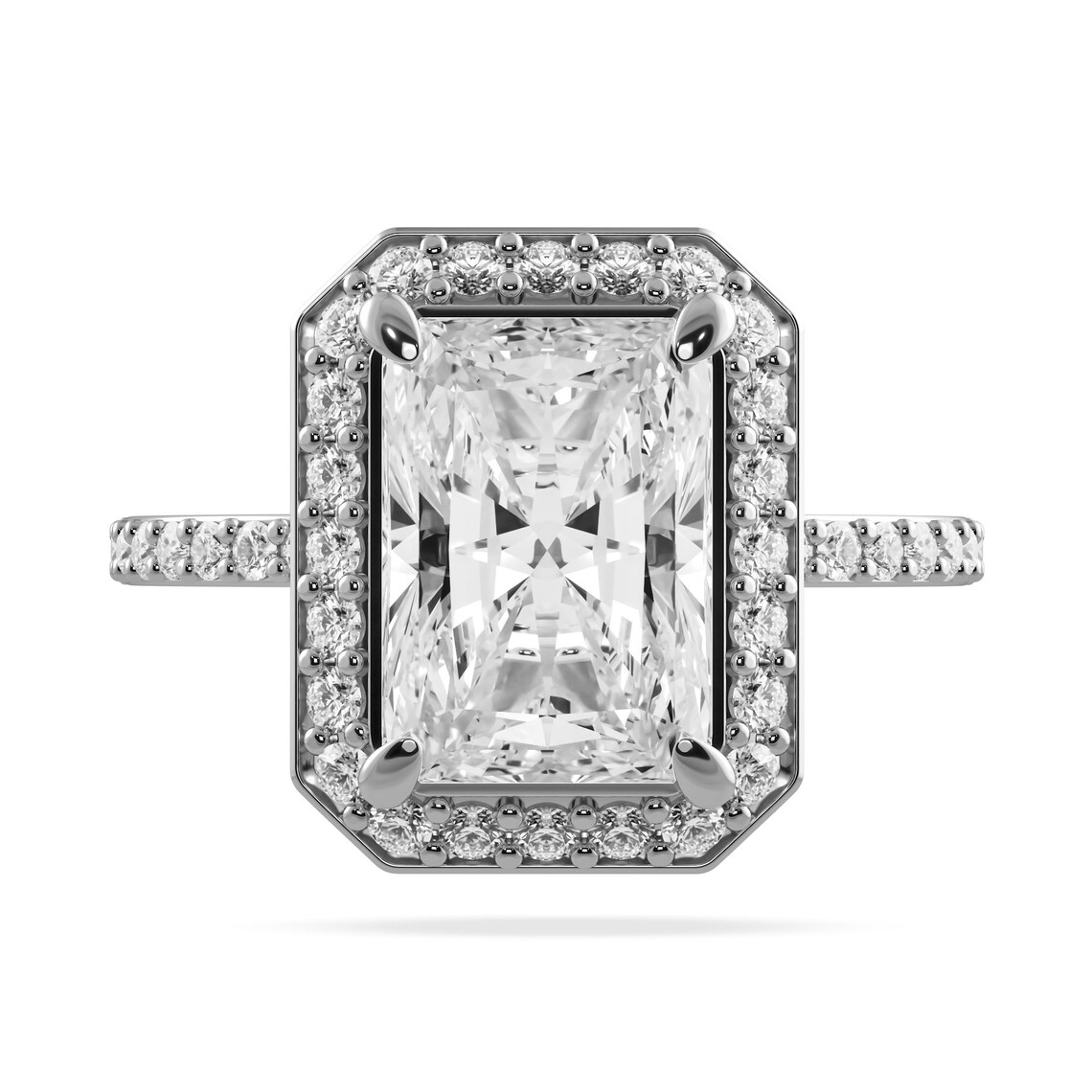 Hidden Halo Radiant Engagement Ring 2 Carat Lab CVD Diamonds - Etsy