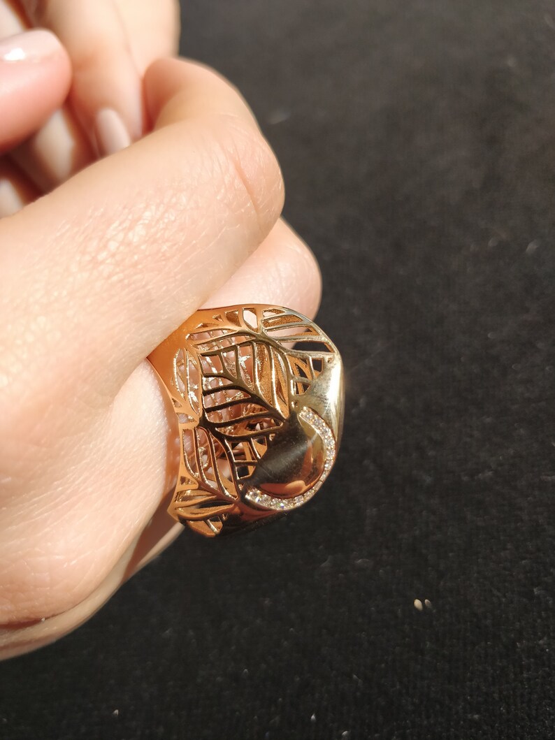 Gold Statement Ring, Diamond Ring, Large Abstract Gold Ring, Modern ...