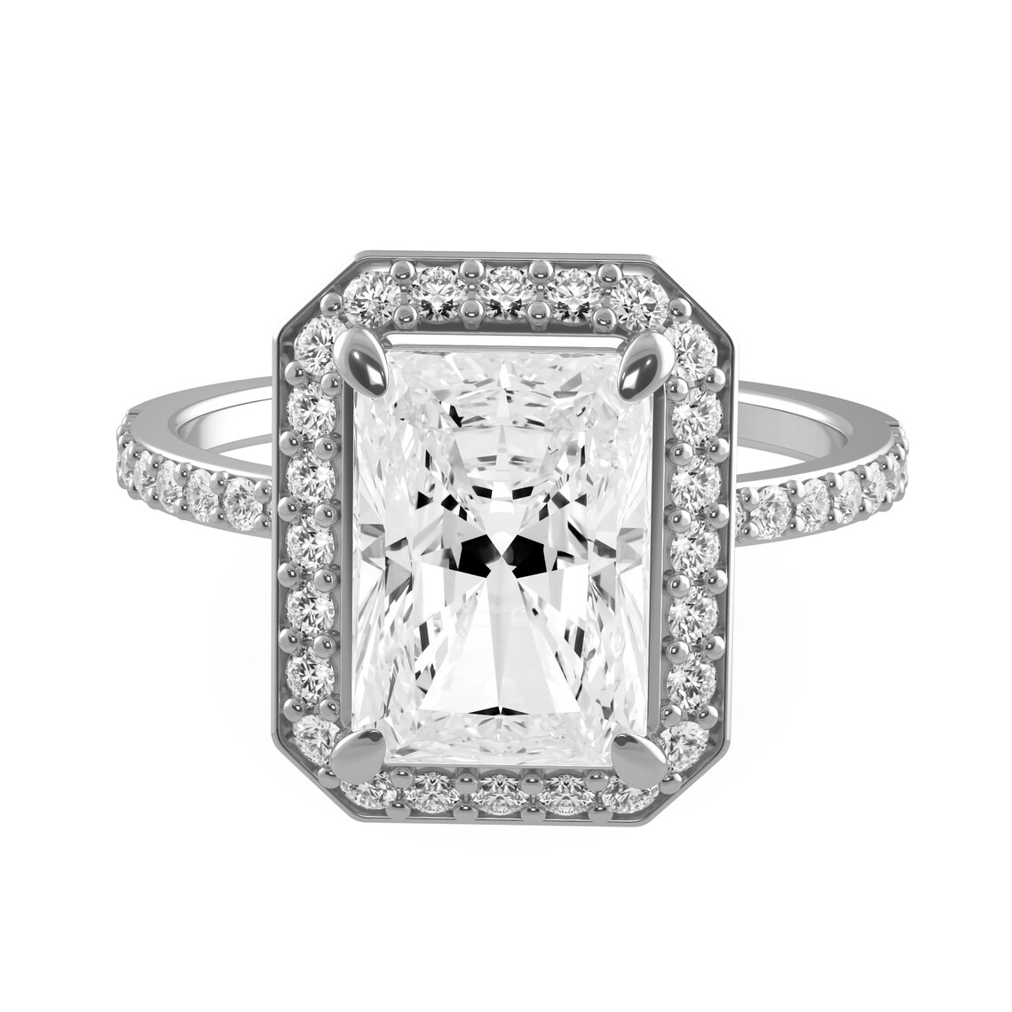 Hidden Halo Radiant Engagement Ring 2 Carat Lab CVD Diamonds - Etsy