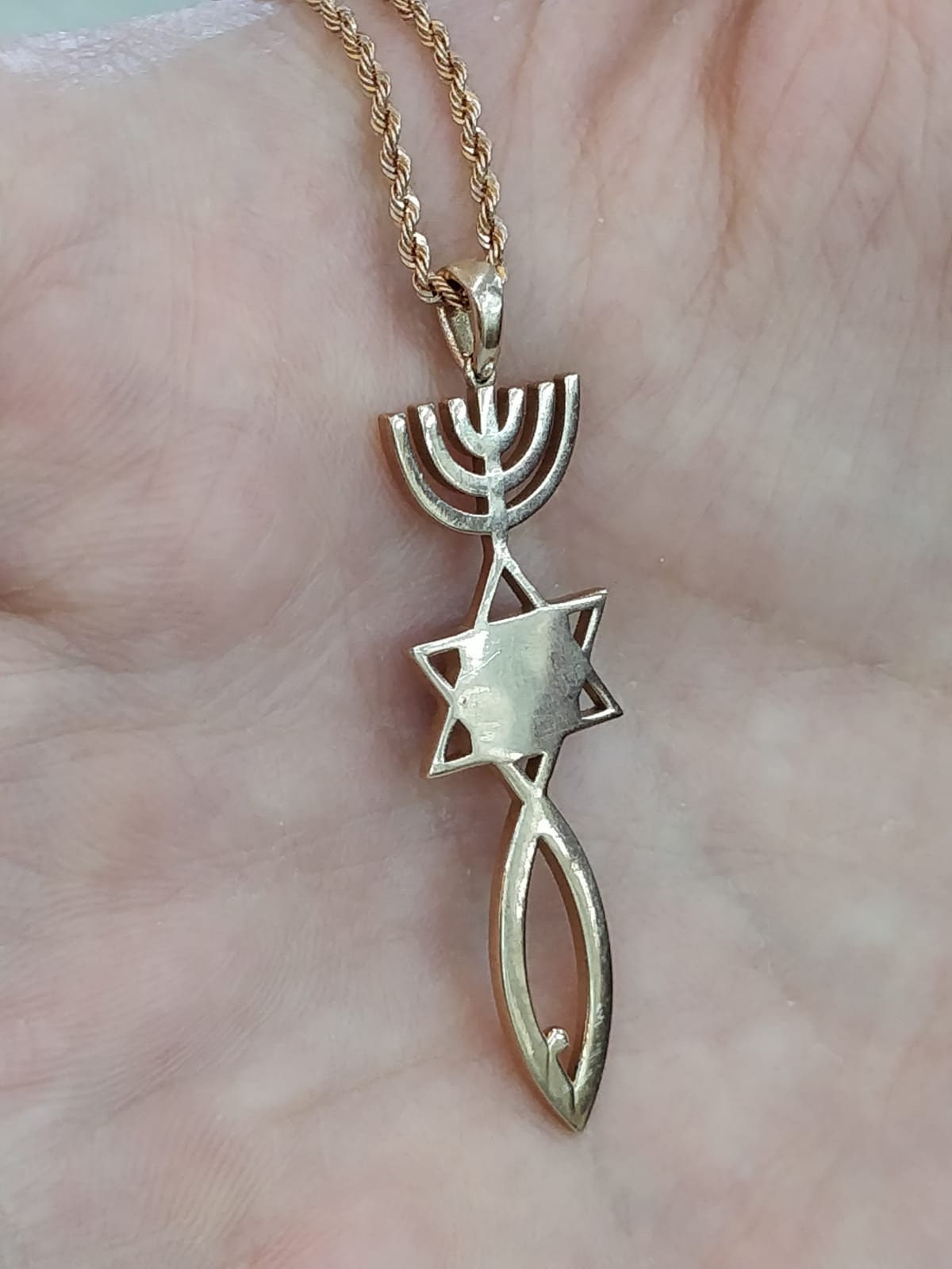 14K Gold Messianic Seal Pendant, Messianic Necklace, Messianic Seal of ...