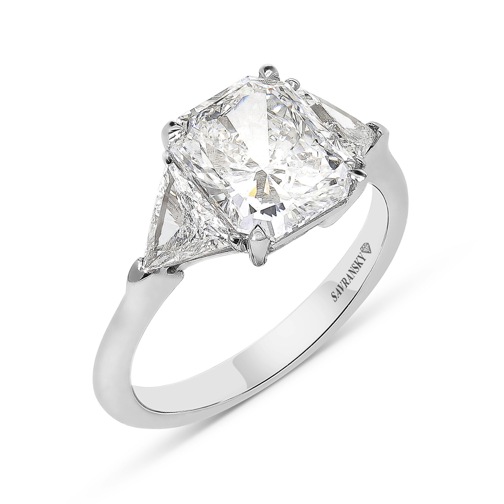 3 Carat Diamond Engagement Ring - Platinum Ring - Lab Grown Radiant Cut ...