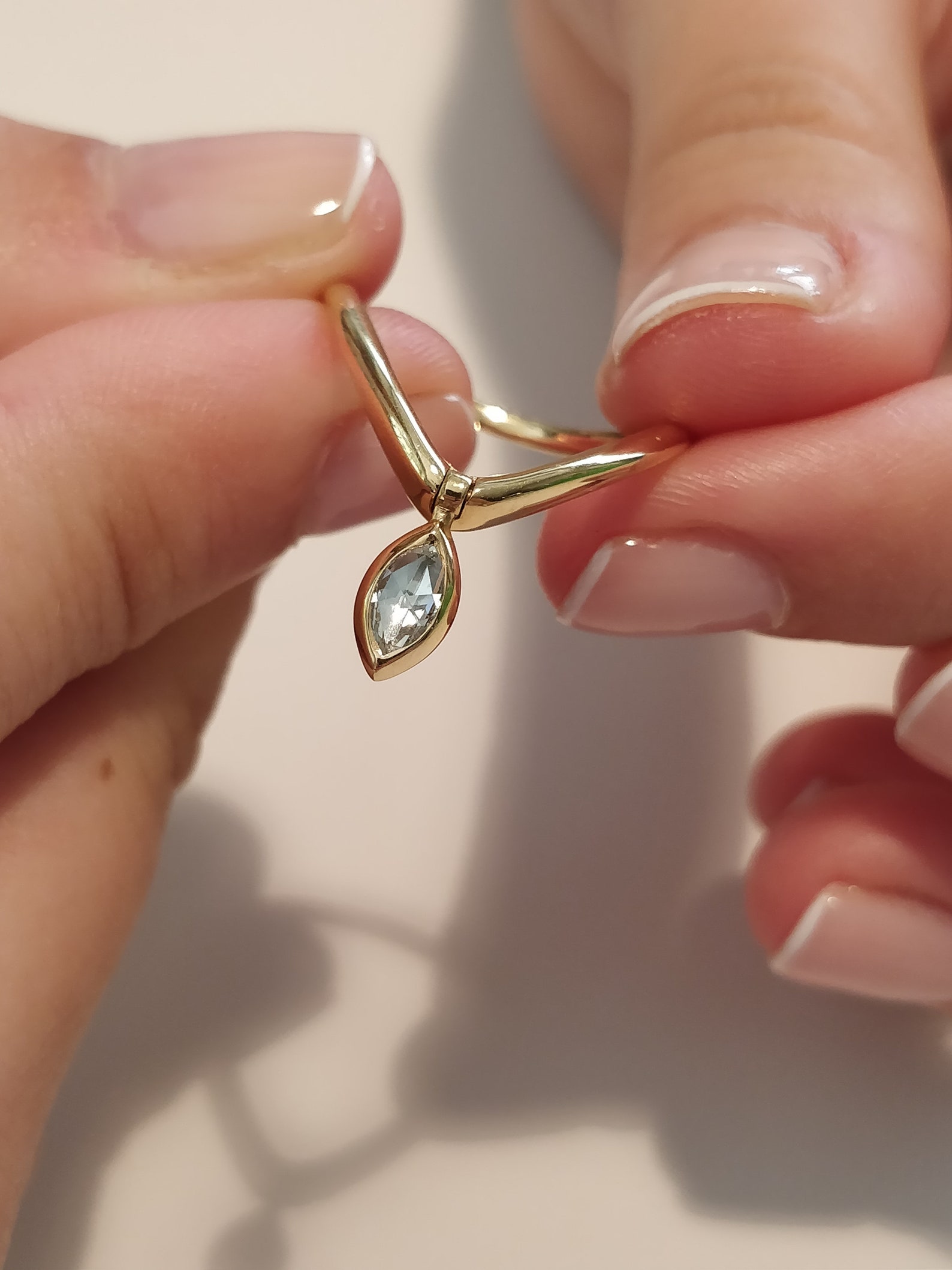 Gold Marquise Ring, Third Eye Ring , Green Garnet Ring, Purple Sapphire ...