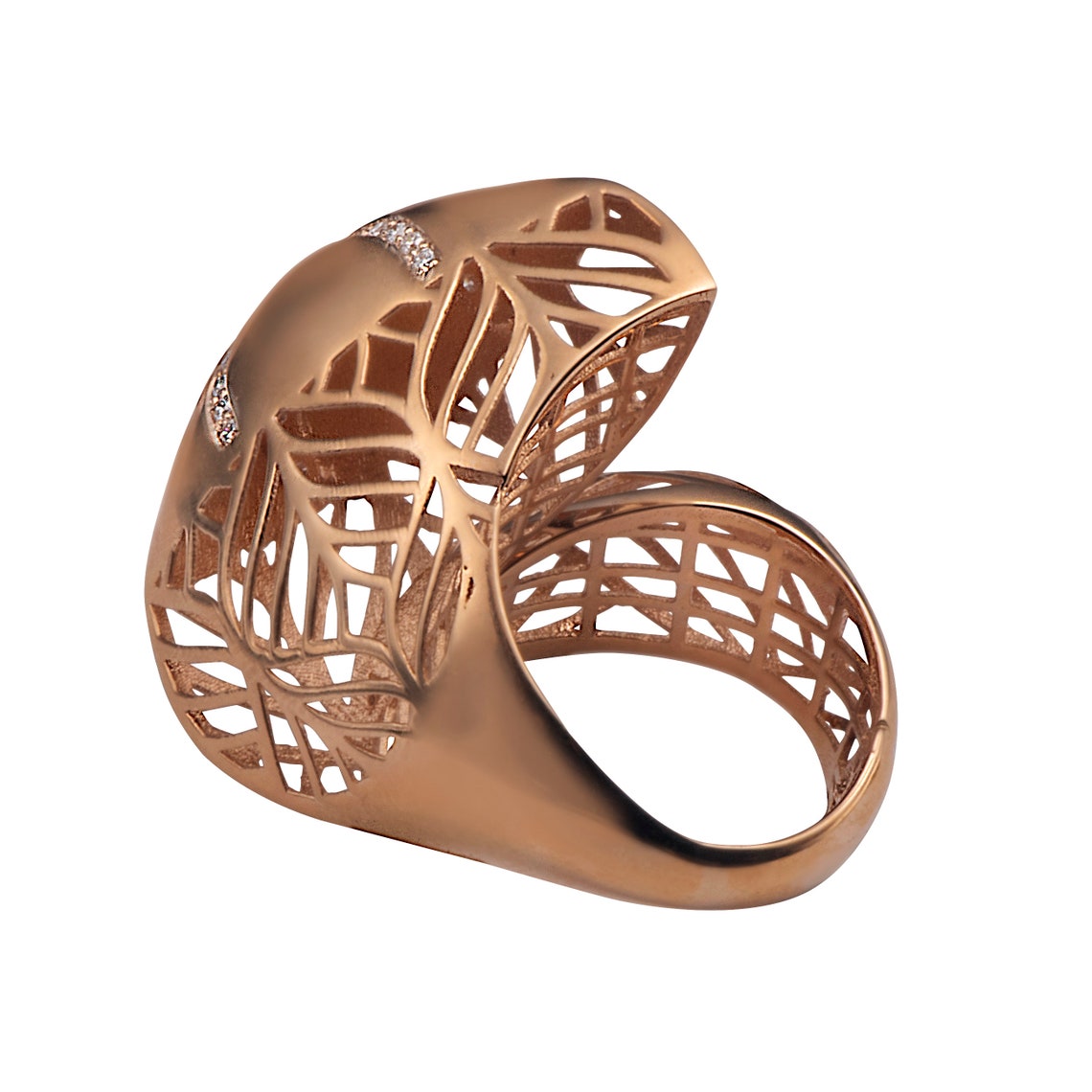 Gold Statement Ring, Diamond Ring, Large Abstract Gold Ring, Modern ...