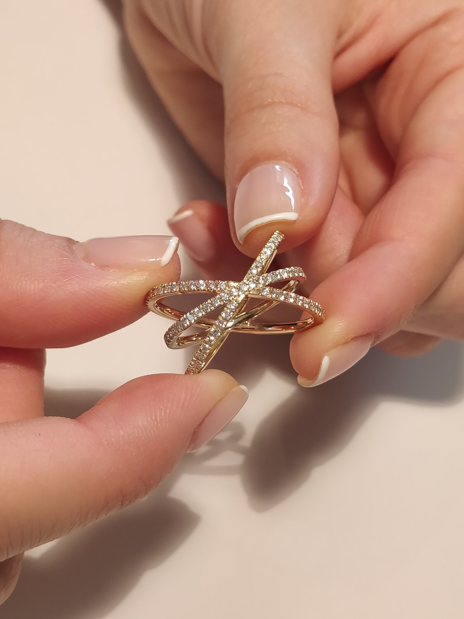 Diamond Band Criss Cross X Ring Anniversary Bands Infinity Rings Art ...