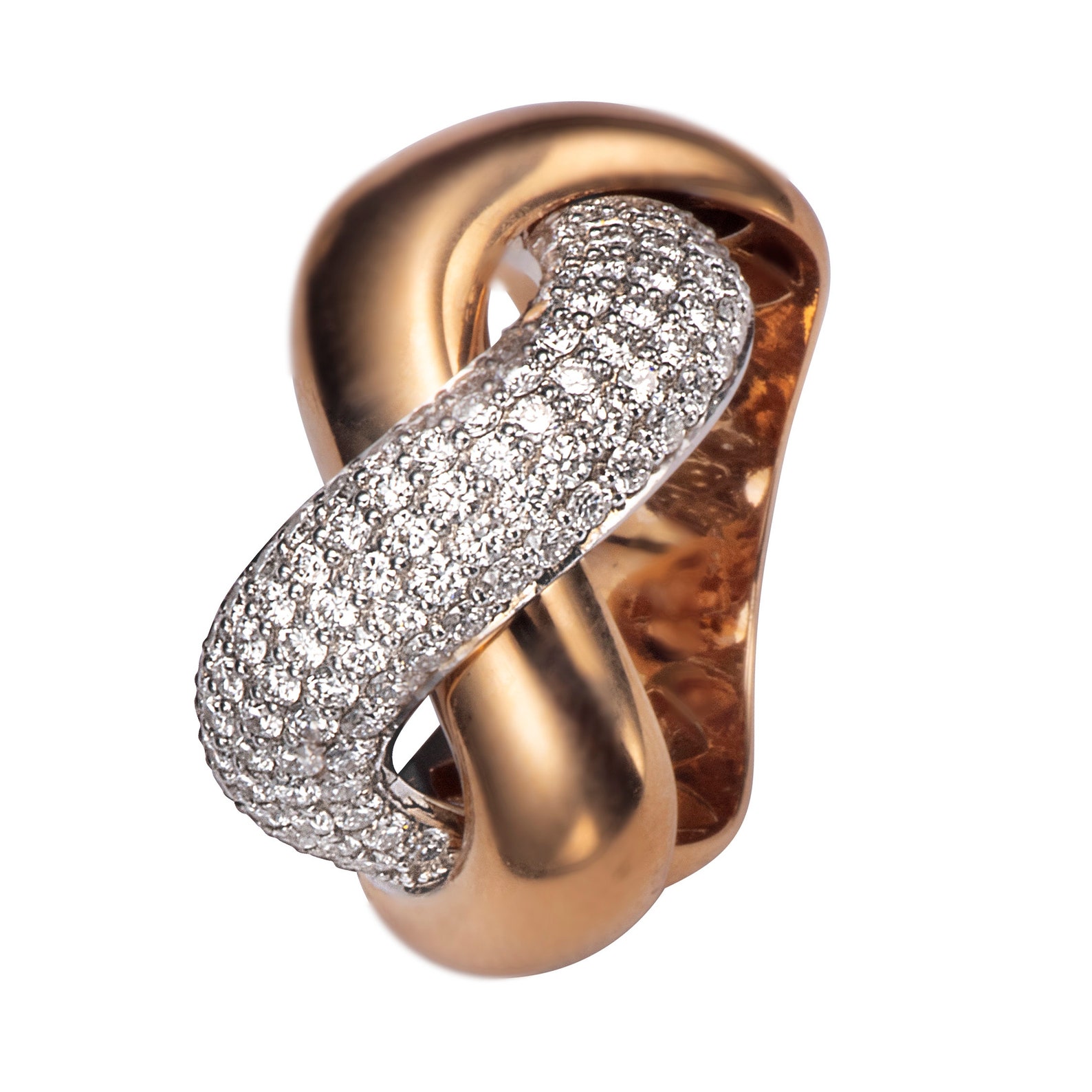 Statement Rings Diamond, Large Abstract Gold Ring, Modern Architectural ...