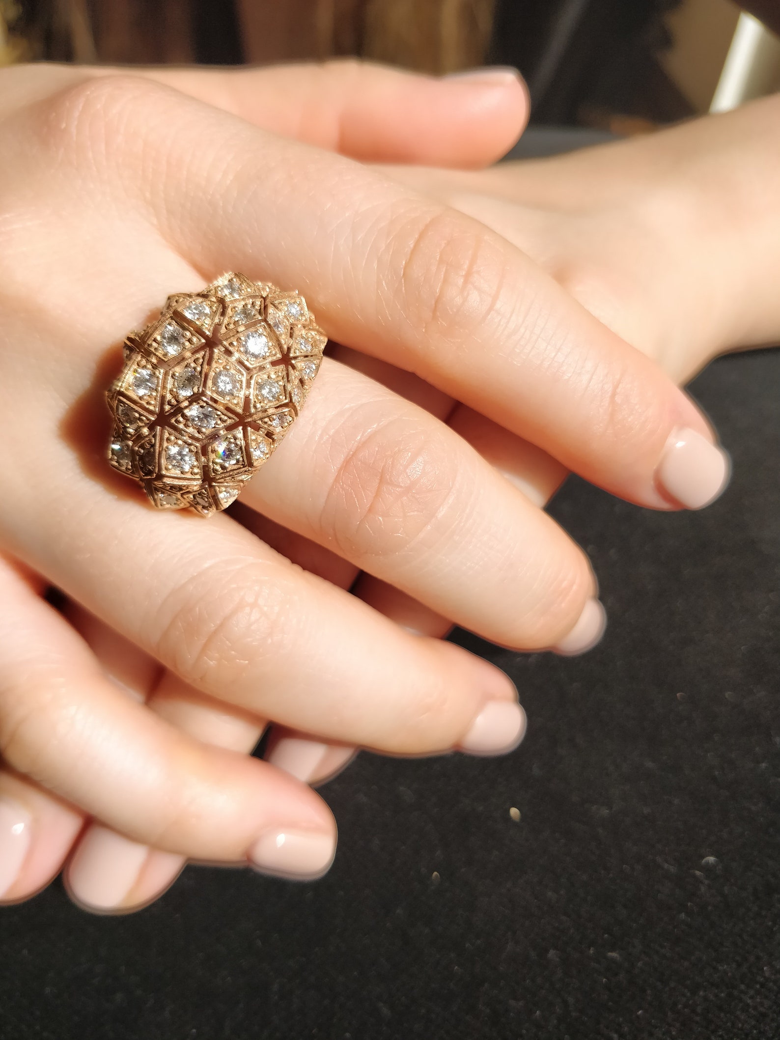 Natural Diamonds 14 Karat Rose Gold Special One of a Kind Designed Ring ...