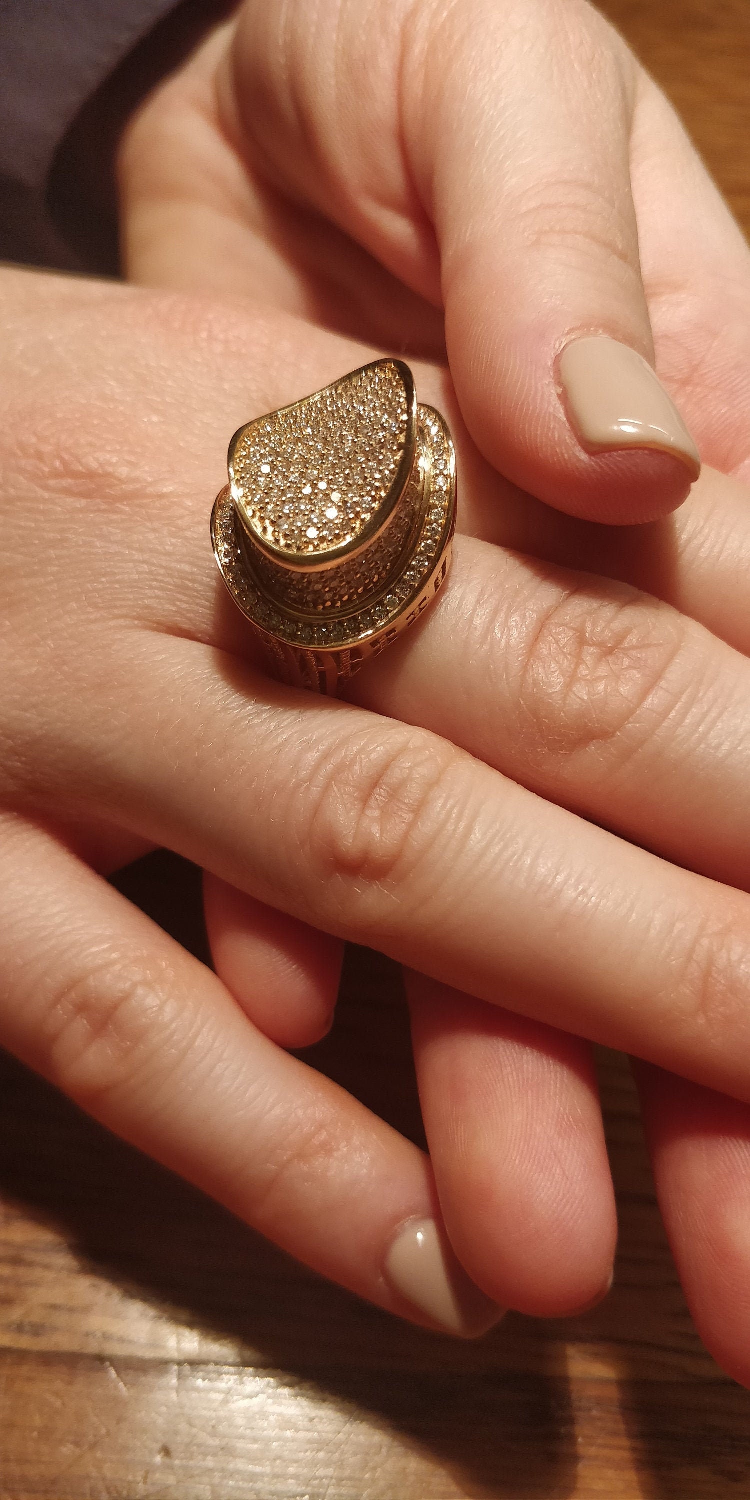 Diamond Statement Ring Large Geometric Gold Ring - Etsy