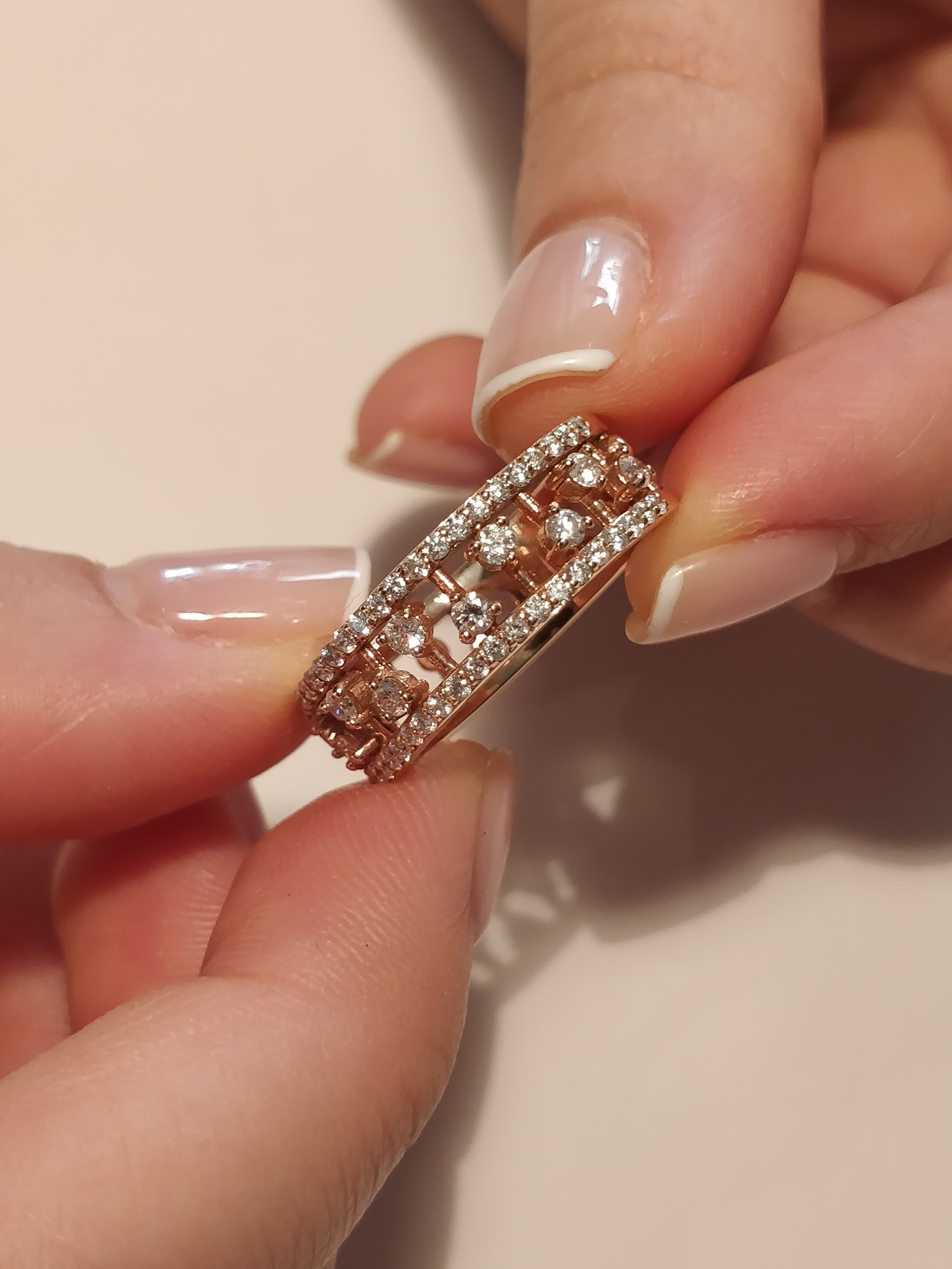 White Diamonds 14 Karat Rose Gold Elegant Ring - Etsy