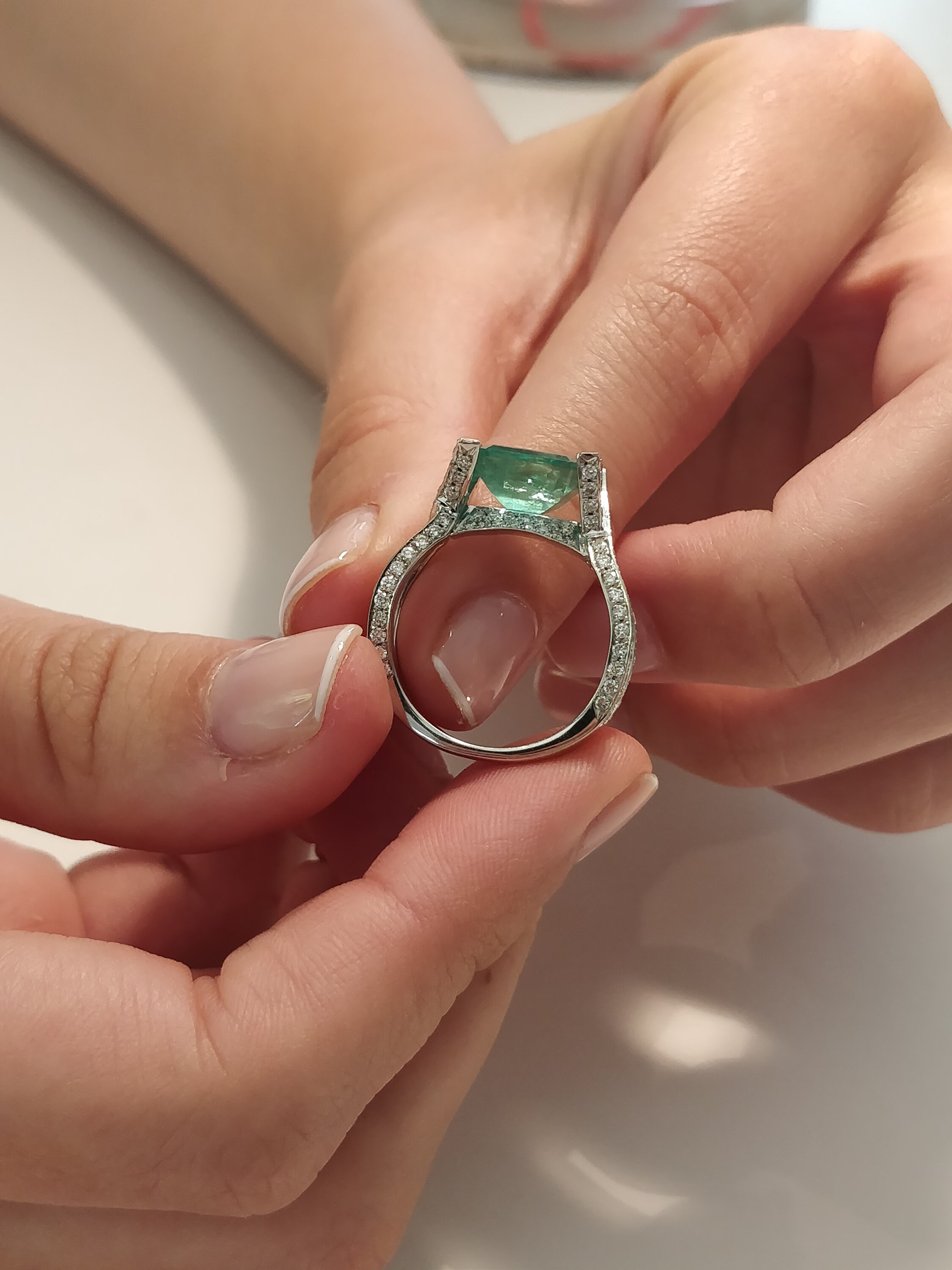 Unique Emerald Engagement Ring Solid Gold Set With Natural - Etsy