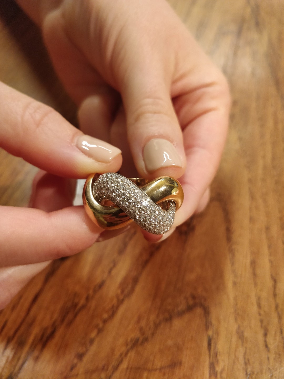 Statement Rings Diamond, Large Abstract Gold Ring, Modern Architectural ...