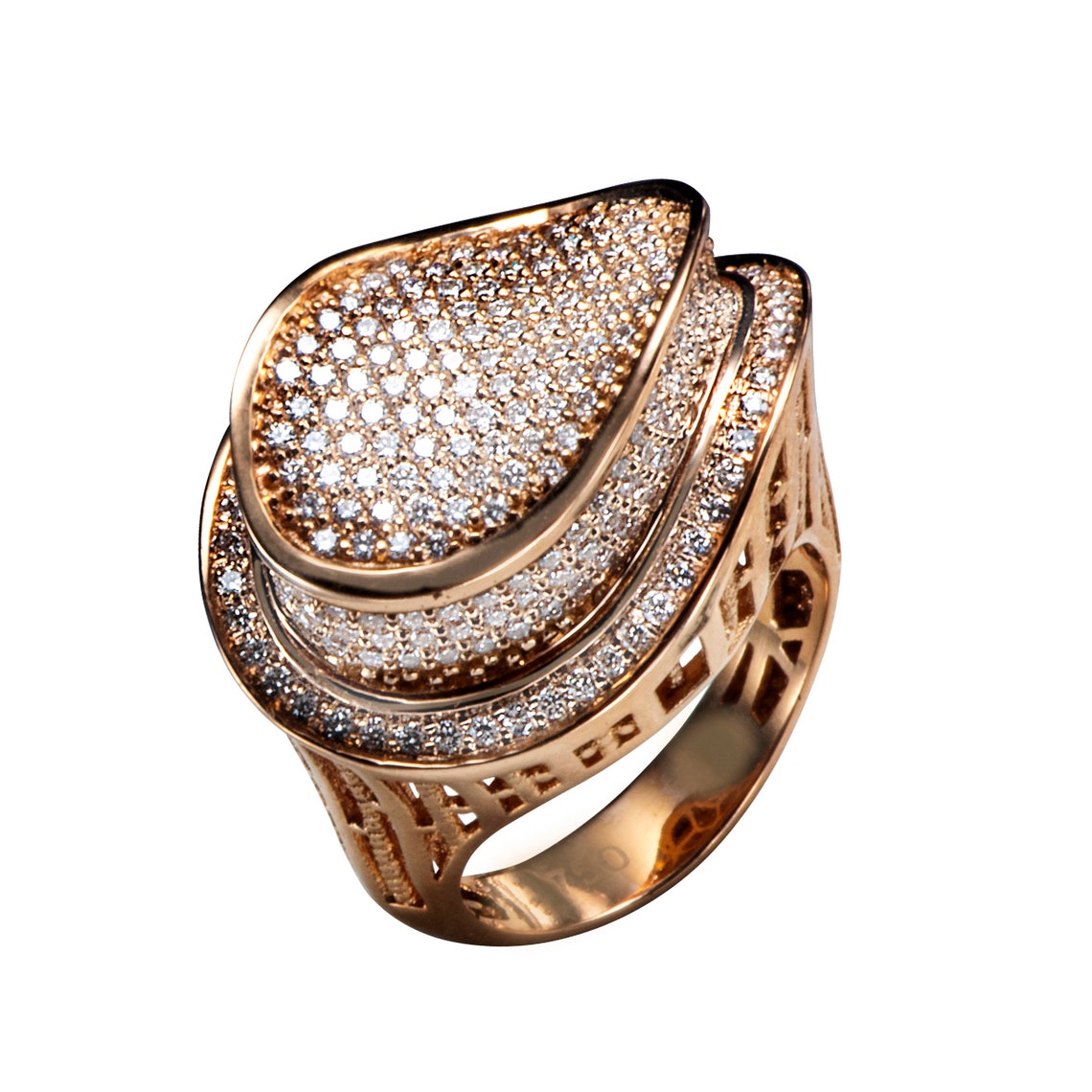 Diamond Statement ring Large Geometric gold ring | Etsy