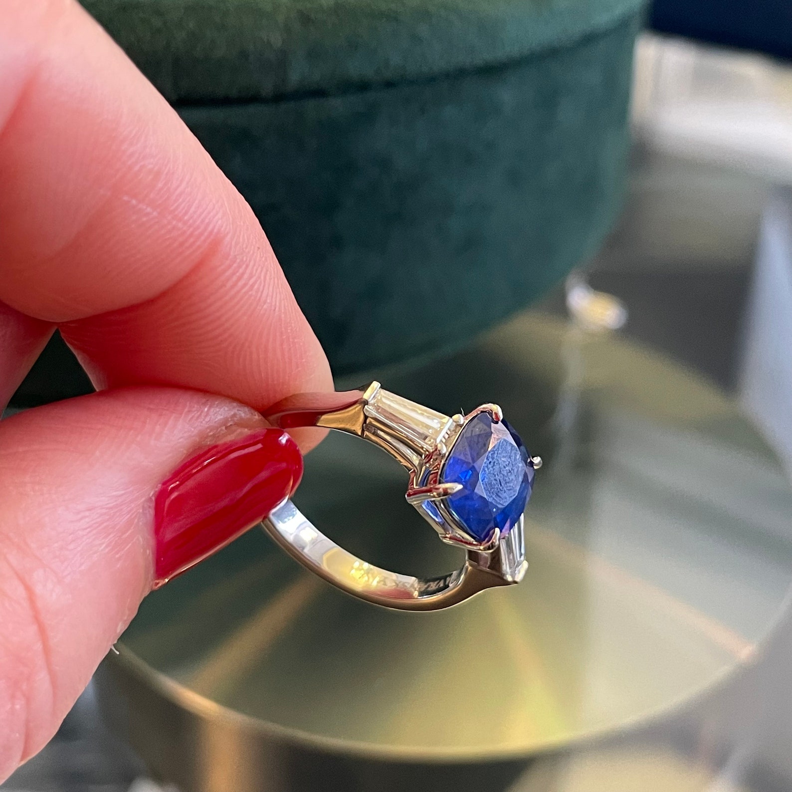 Unique Engagement Ring, Three Stone Engagement Ring Sapphire, 3 Carat ...