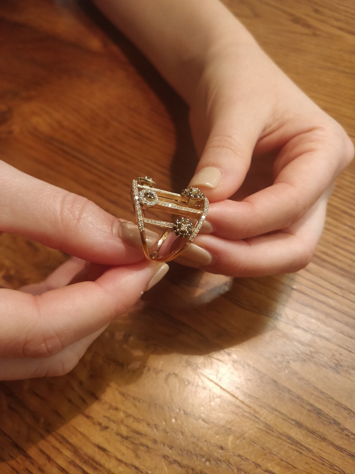 White and Black Diamonds 18 Karat Rose Gold Dynamic Ring - Etsy Israel