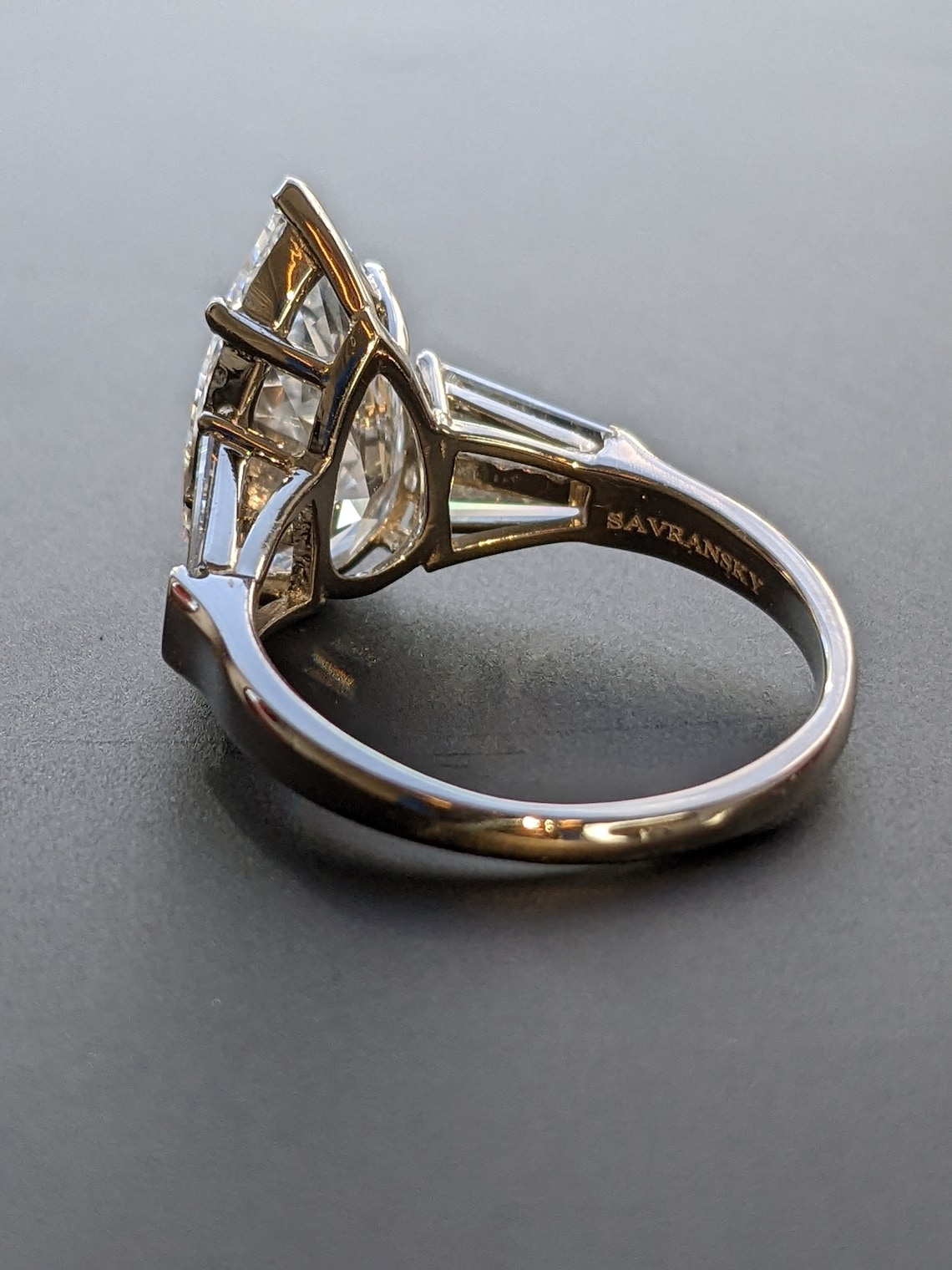 10k Engagement Ring Three Stone Ring 4 Carat Pear Shaped G / - Etsy