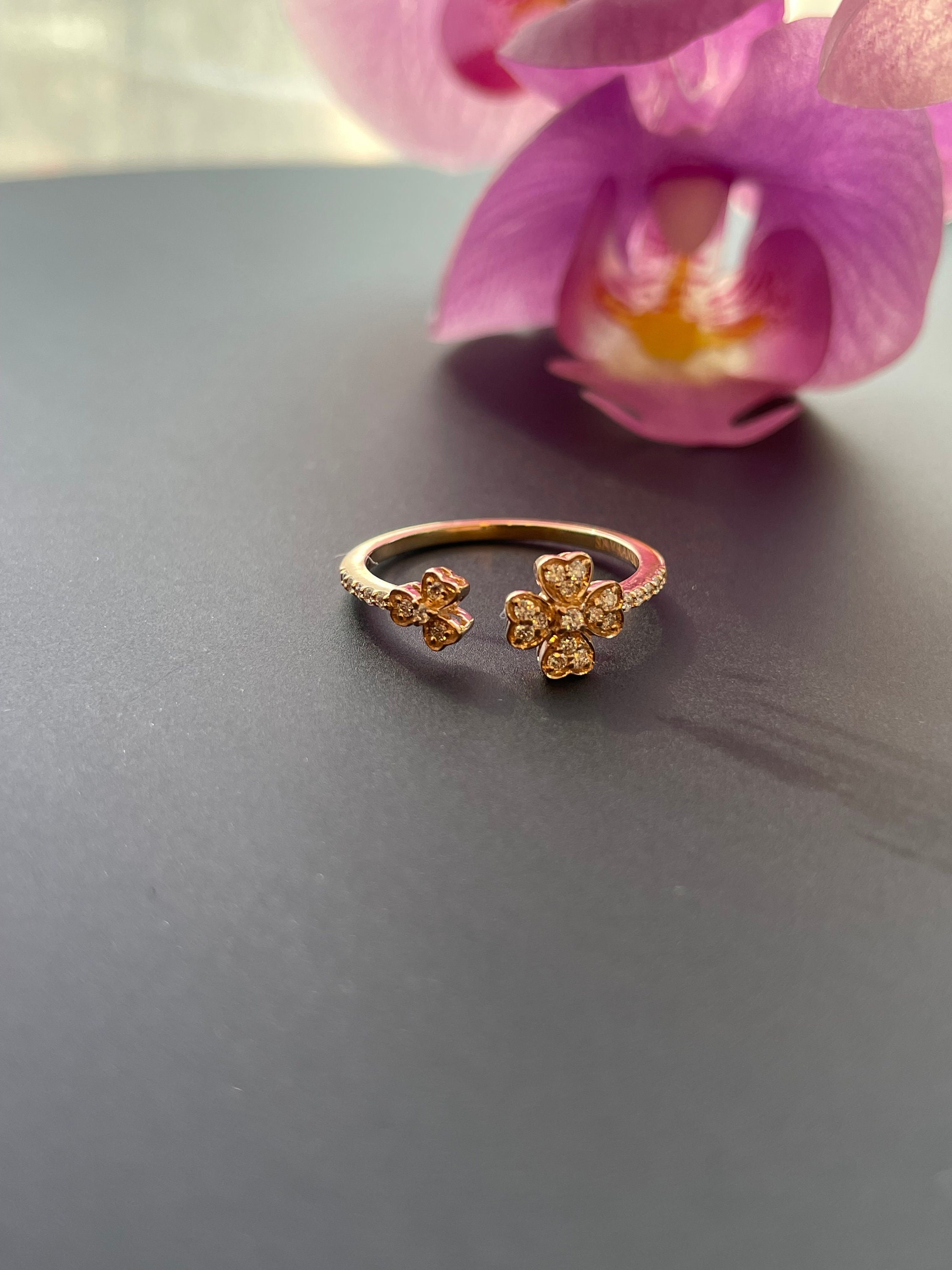 Flower Diamond Engagement Ring for Women, Cluster Promise Ring, Floral ...