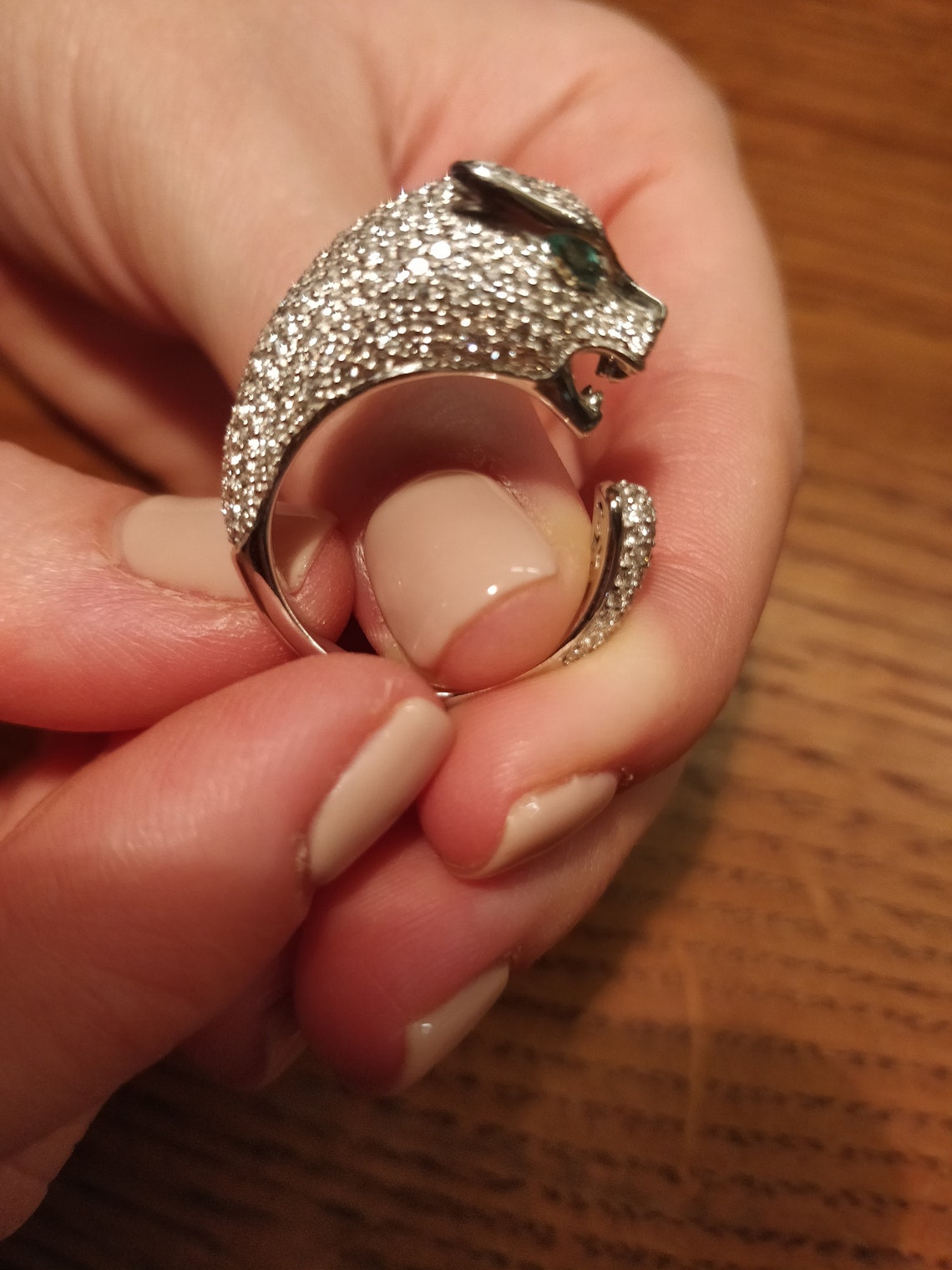Unique panther diamond ring set with black and white diamonds | Etsy