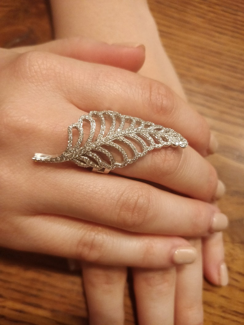 Unique Statement Rings for Women Large Leaf Ring Full Finger - Etsy