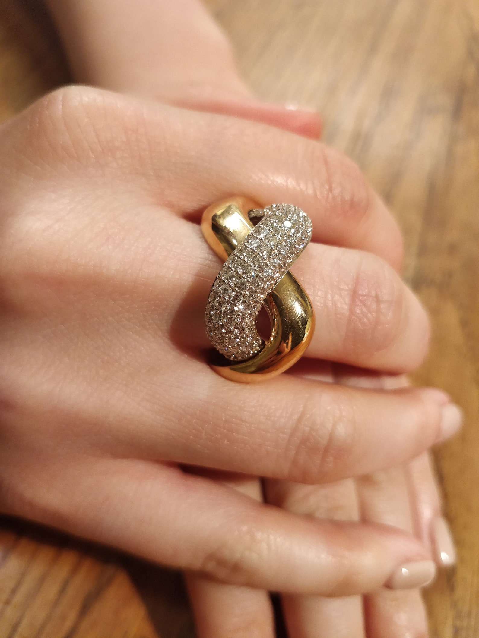 Statement Rings Diamond, Large Abstract Gold Ring, Modern Architectural ...