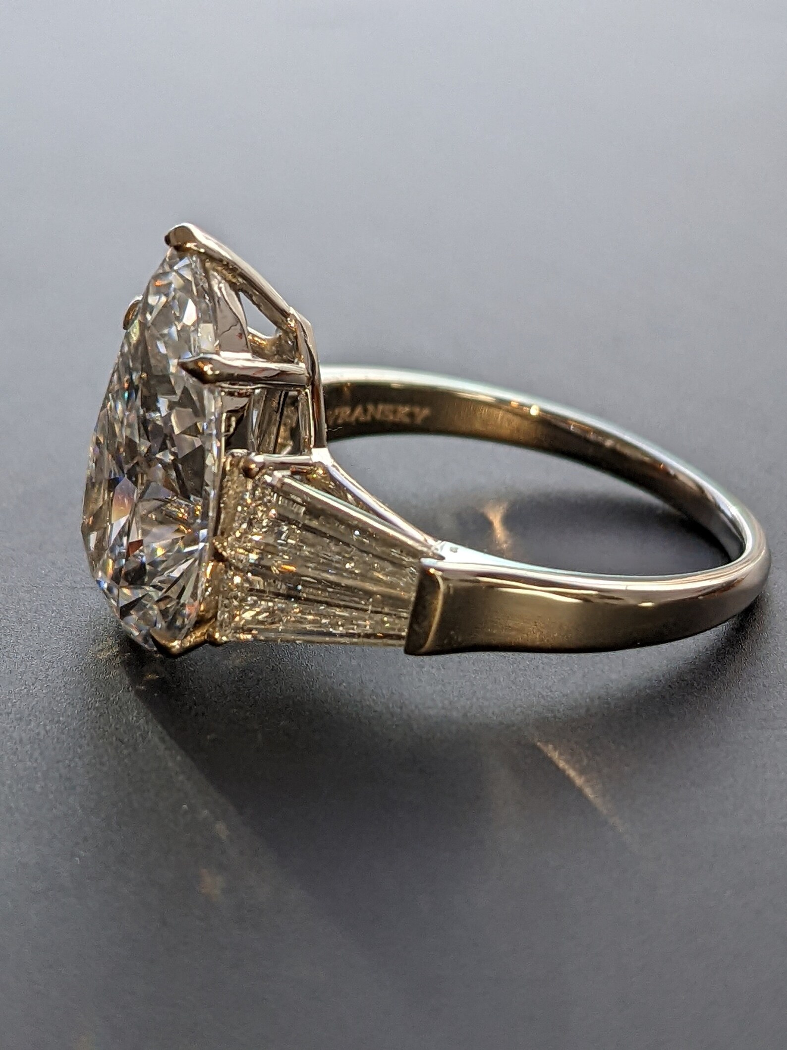 10k Engagement Ring Three Stone Ring 4 Carat Pear Shaped G / - Etsy