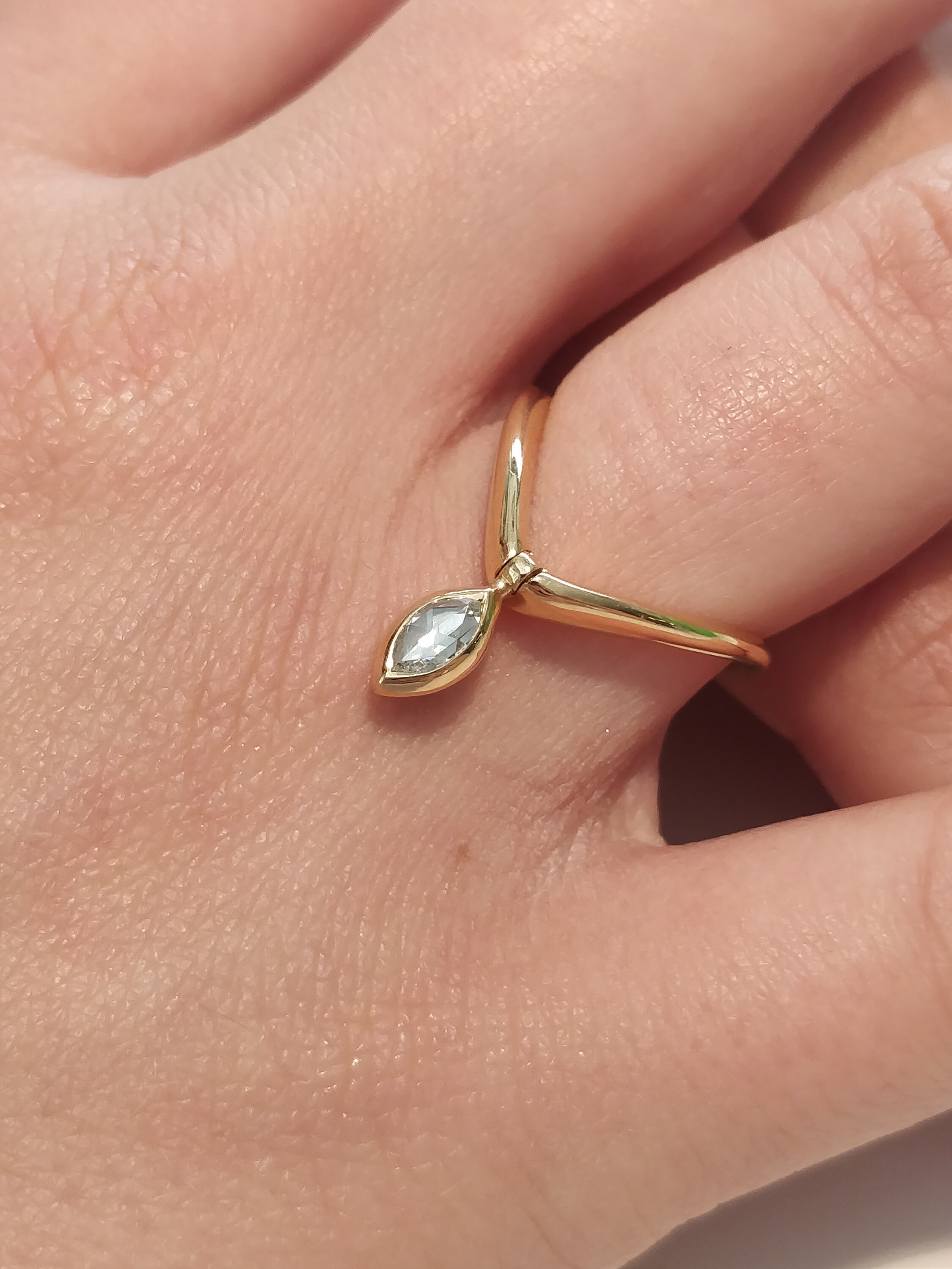 Gold Marquise Ring, Third Eye Ring , Green Garnet Ring, Purple Sapphire ...