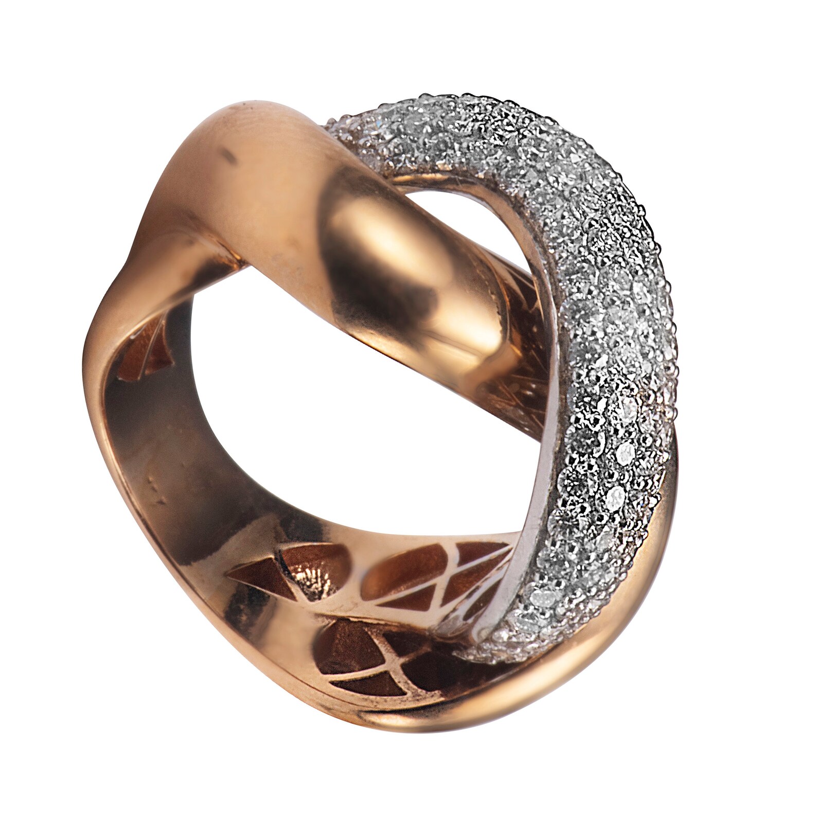 Statement Rings Diamond, Large Abstract Gold Ring, Modern Architectural ...