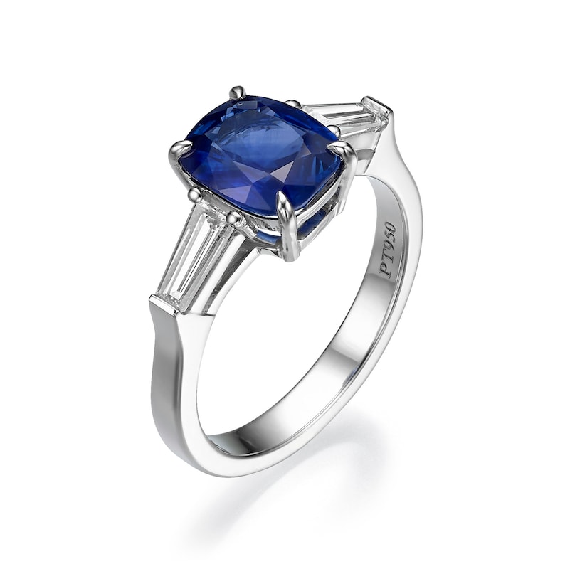 Unique Engagement Ring, Three Stone Engagement Ring Sapphire, 3 Carat ...