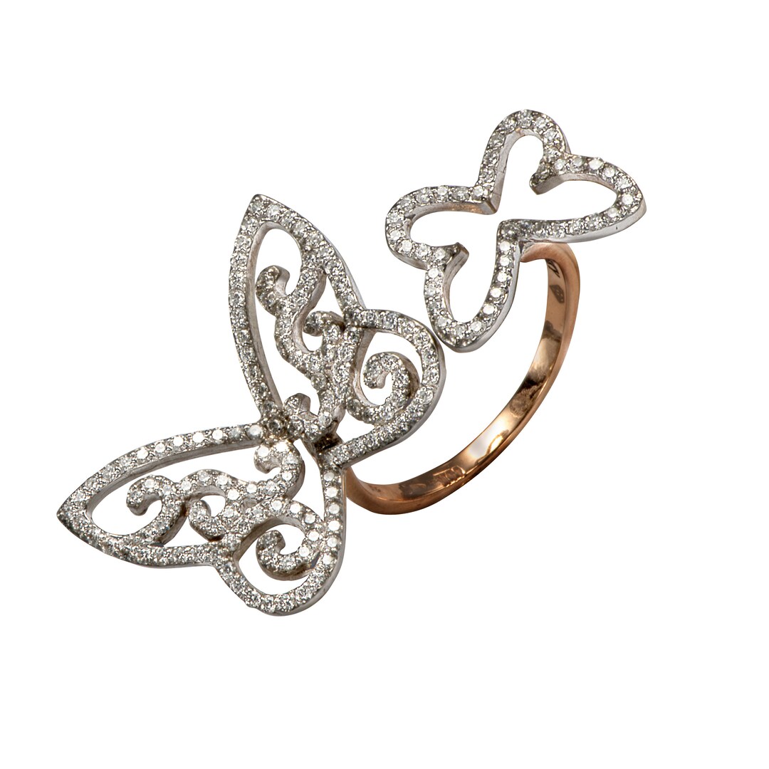 Butterfly Ring, 18k Gold & Diamond Diamond Open Ring, Stackable Ring ...
