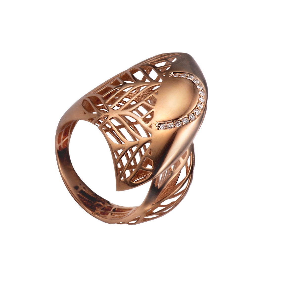 Gold Statement Ring, Diamond Ring, Large Abstract Gold Ring, Modern ...