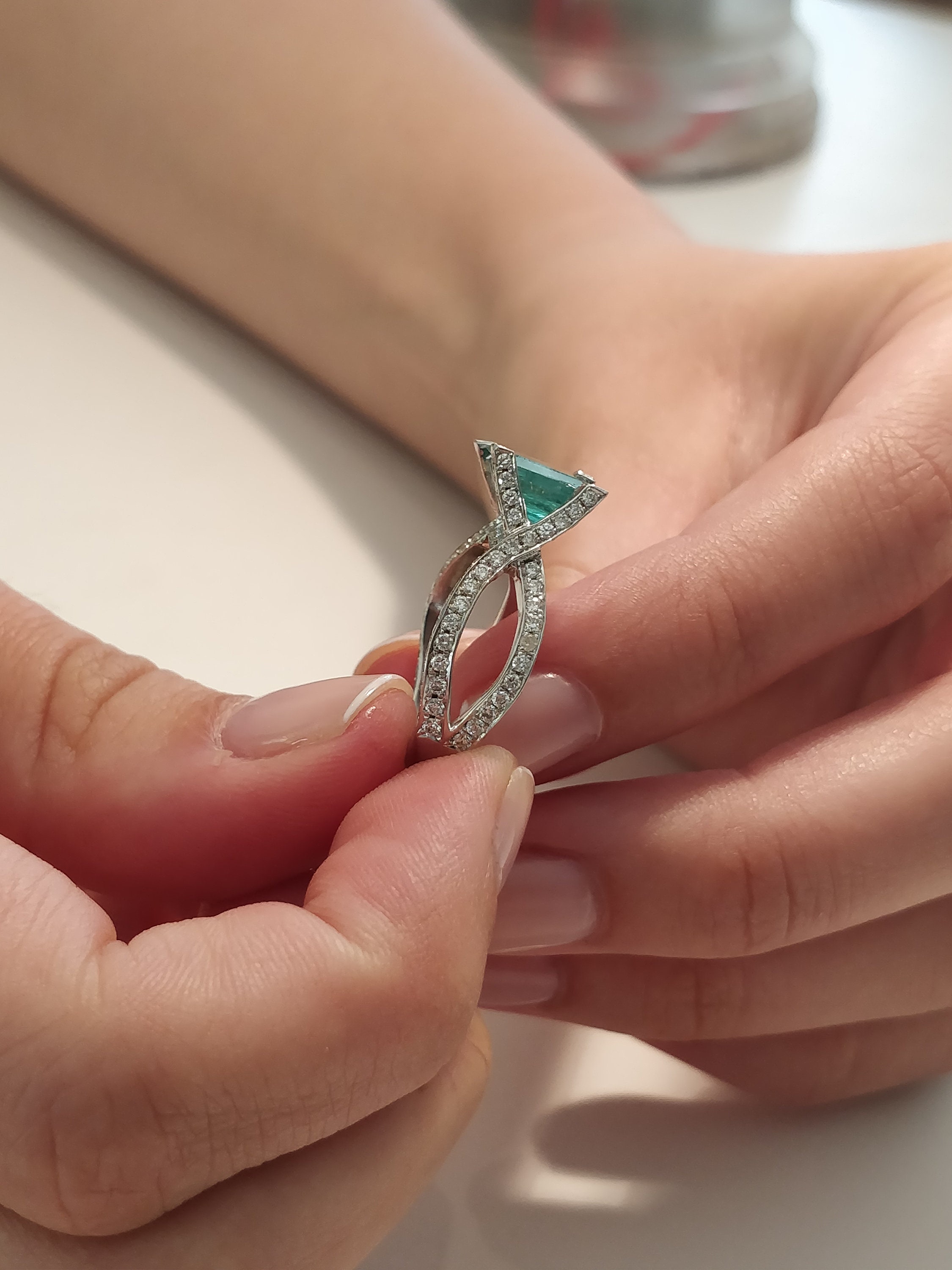 Unique Emerald Engagement Ring Solid Gold Set With Natural - Etsy