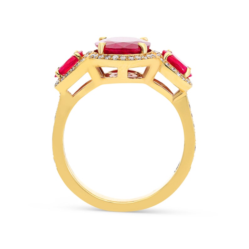 4 Carat Ruby Engagement Ring in 14 Karat Yellow Gold Halo | Etsy