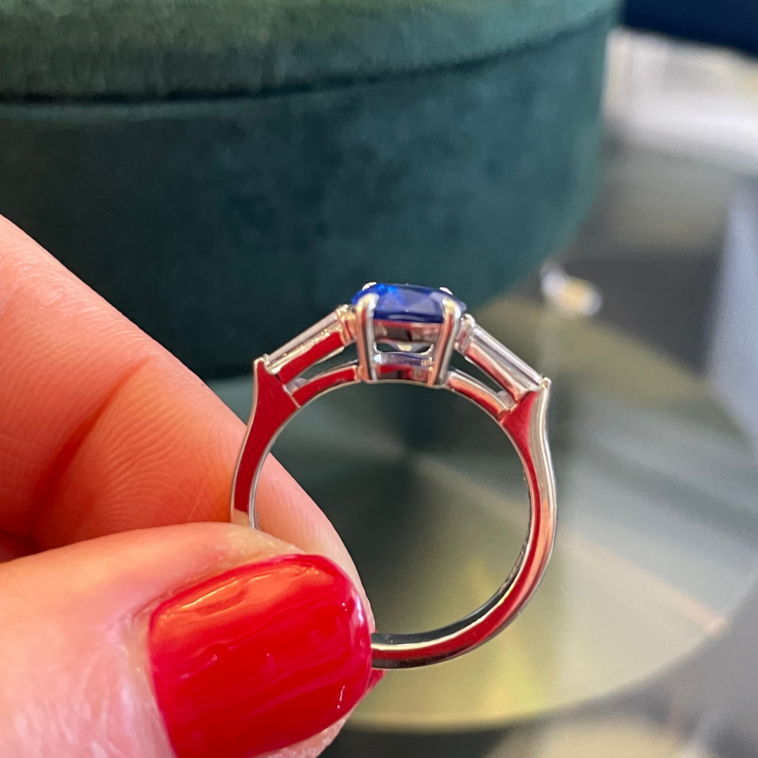 Unique Engagement Ring, Three Stone Engagement Ring Sapphire, 3 Carat ...