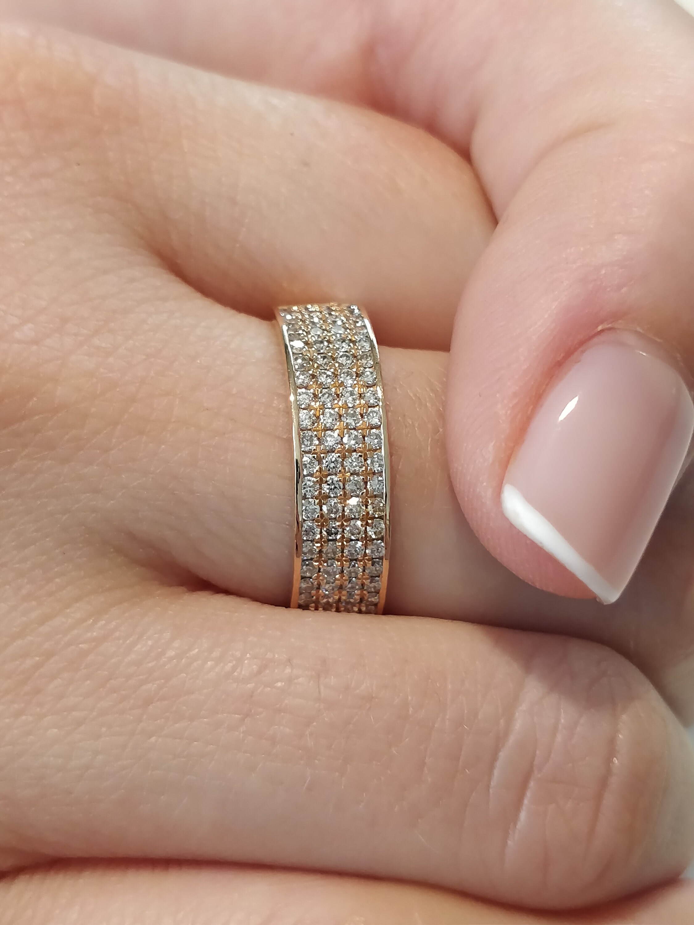 Wide Wedding Band, Diamond Ring, Women Ring, Stacked Gold Wedding Ring ...