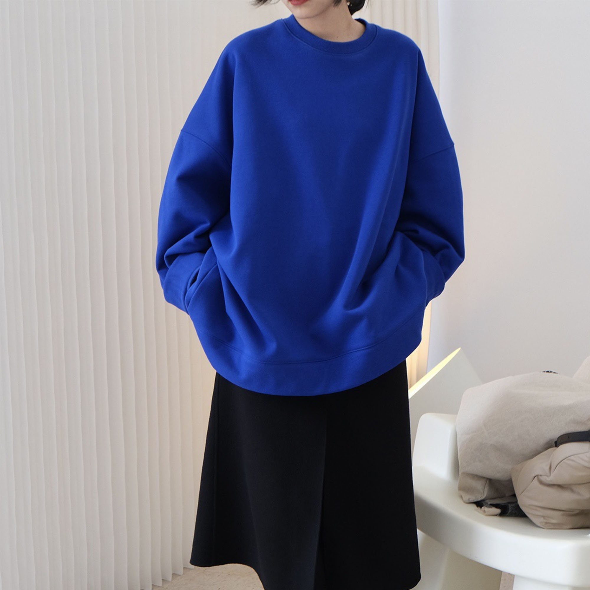 Royal Blue Cotton Sweater - Etsy