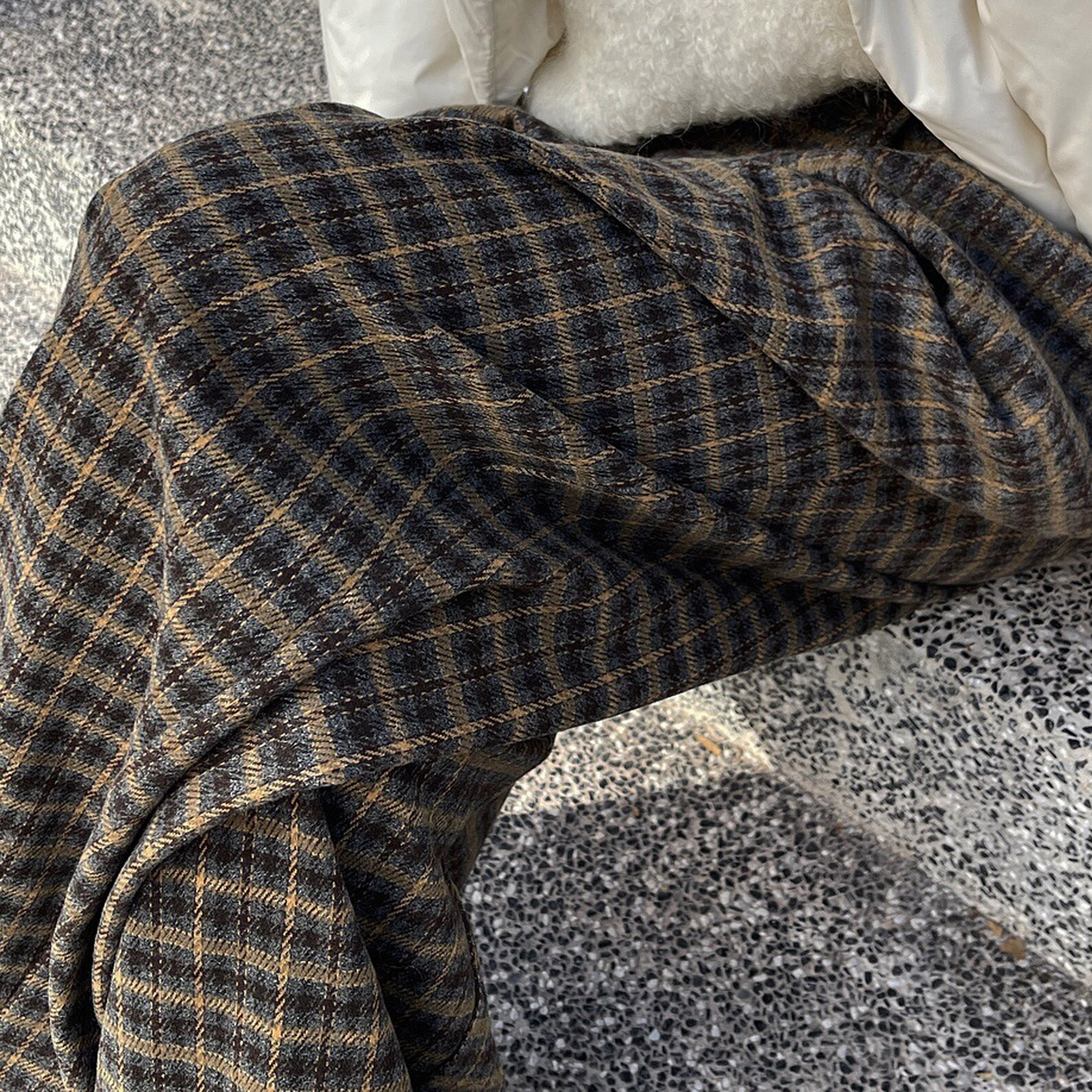 Retro Style Plaid Pants Wide Leg Check Weave Pants Smoke - Etsy