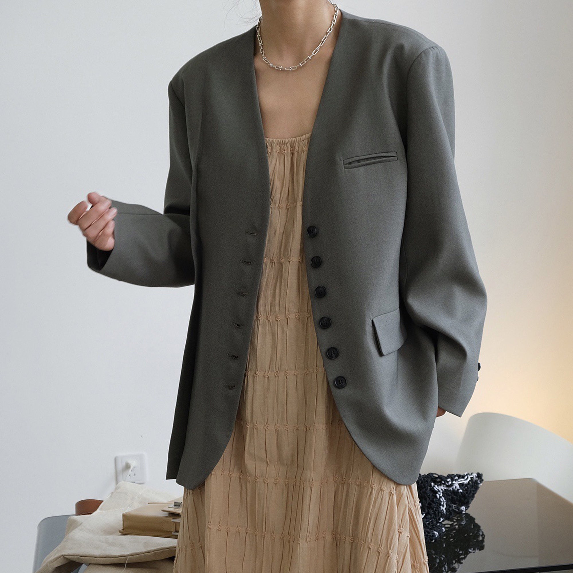 Minimalist Suit Spring Blazer for Women Oversized Blazer Wide - Etsy