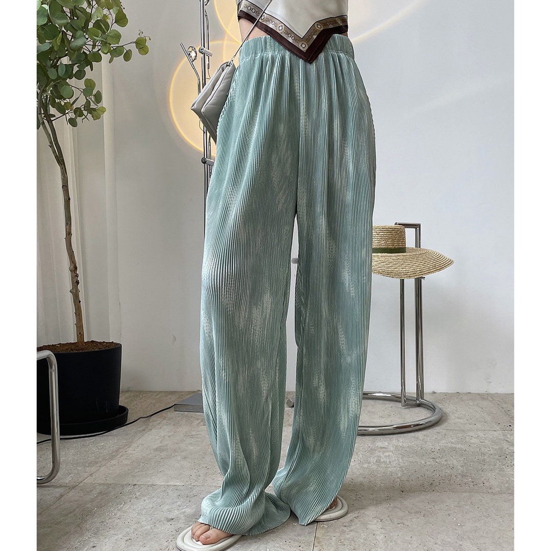 Pleats Long Pants Wide Leg Full Length Pants Tie Dye Prints - Etsy